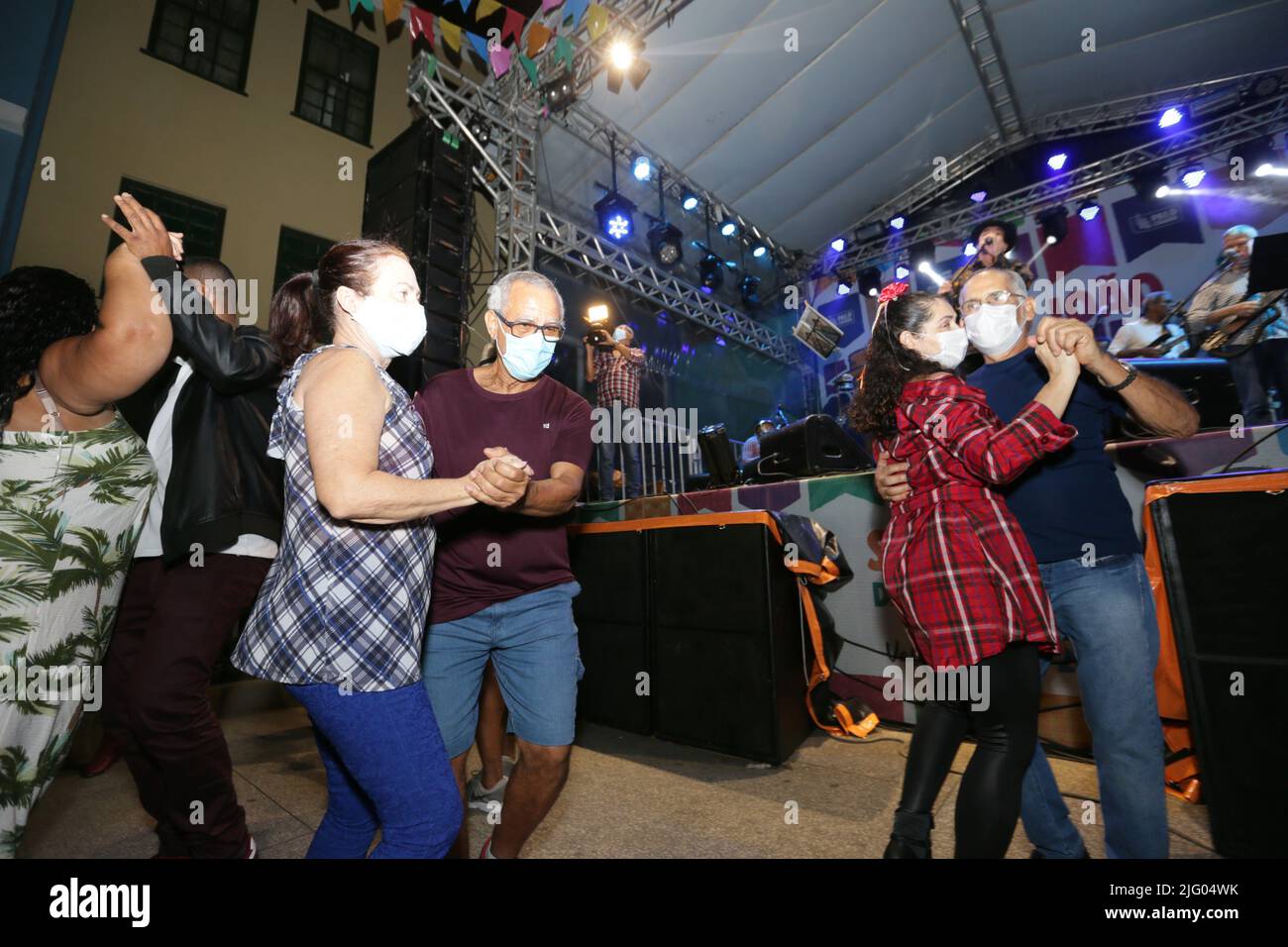 salvador, bahia, brazil - june 26, 2022: people dancing Forro during a ...