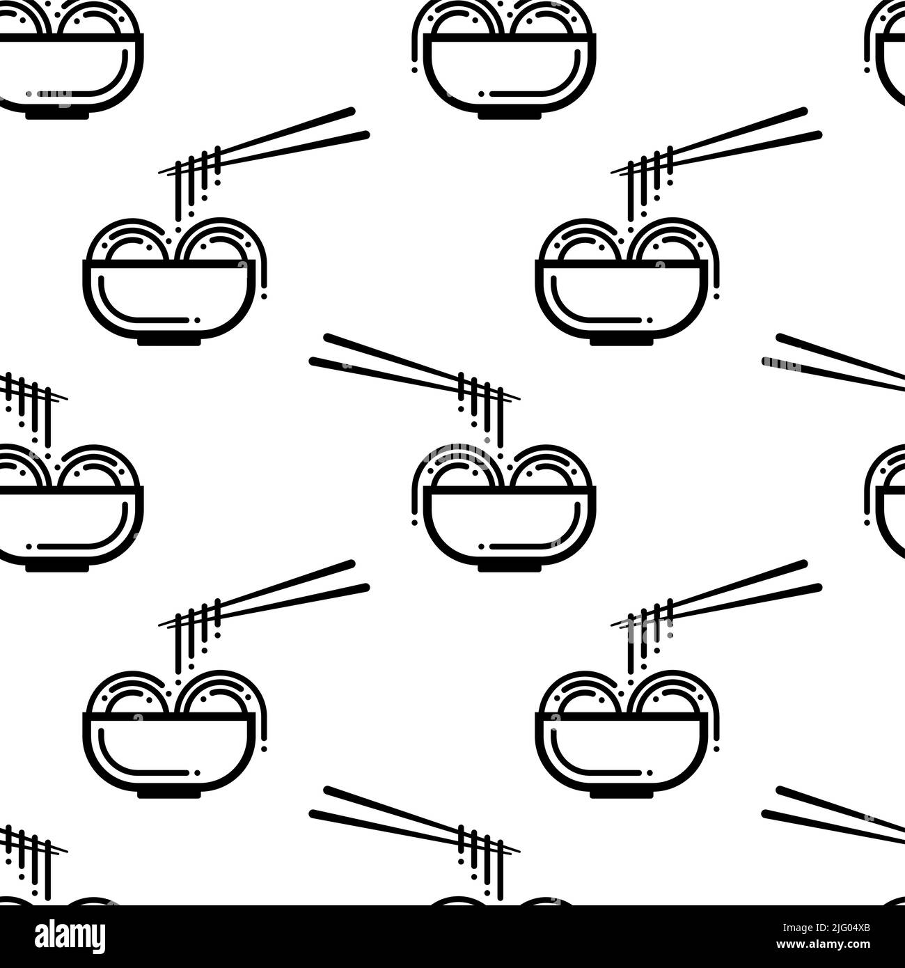 Noodles Icon Seamless Pattern, Traditional Food Icon Vector Art ...