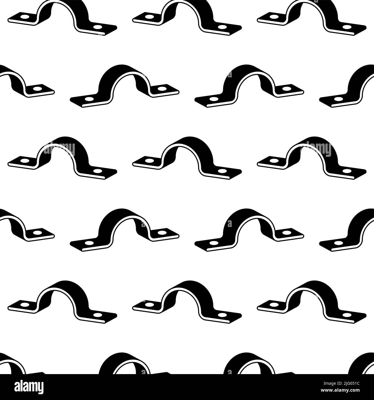 Pipe Clamp Icon Seamless Pattern, Pipe Holder Vector Art Illustration ...