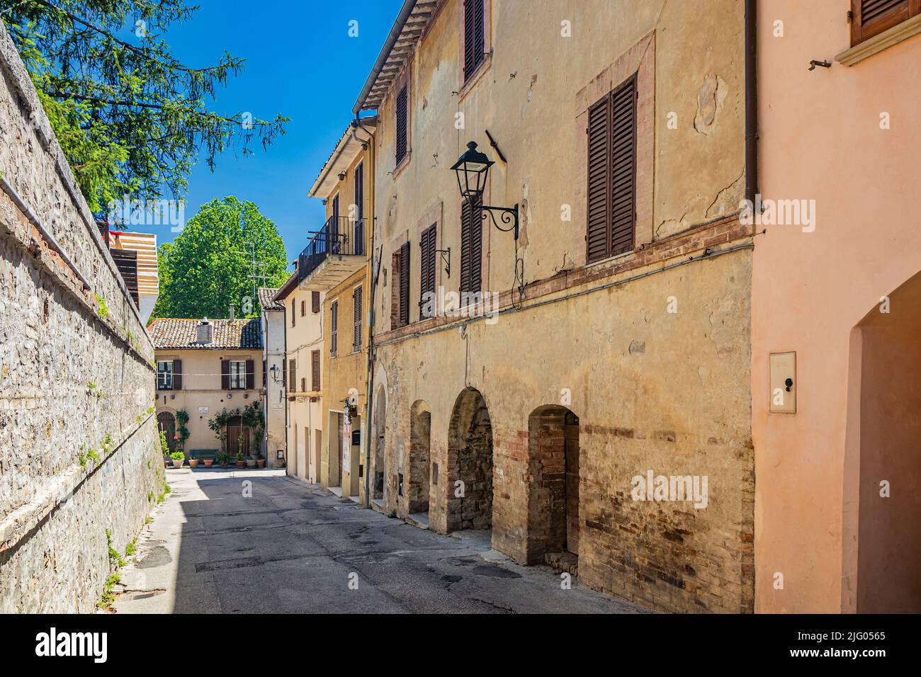 June 19, 2022 - Perugia, Umbria, Italy. A characteristic alley in the ...