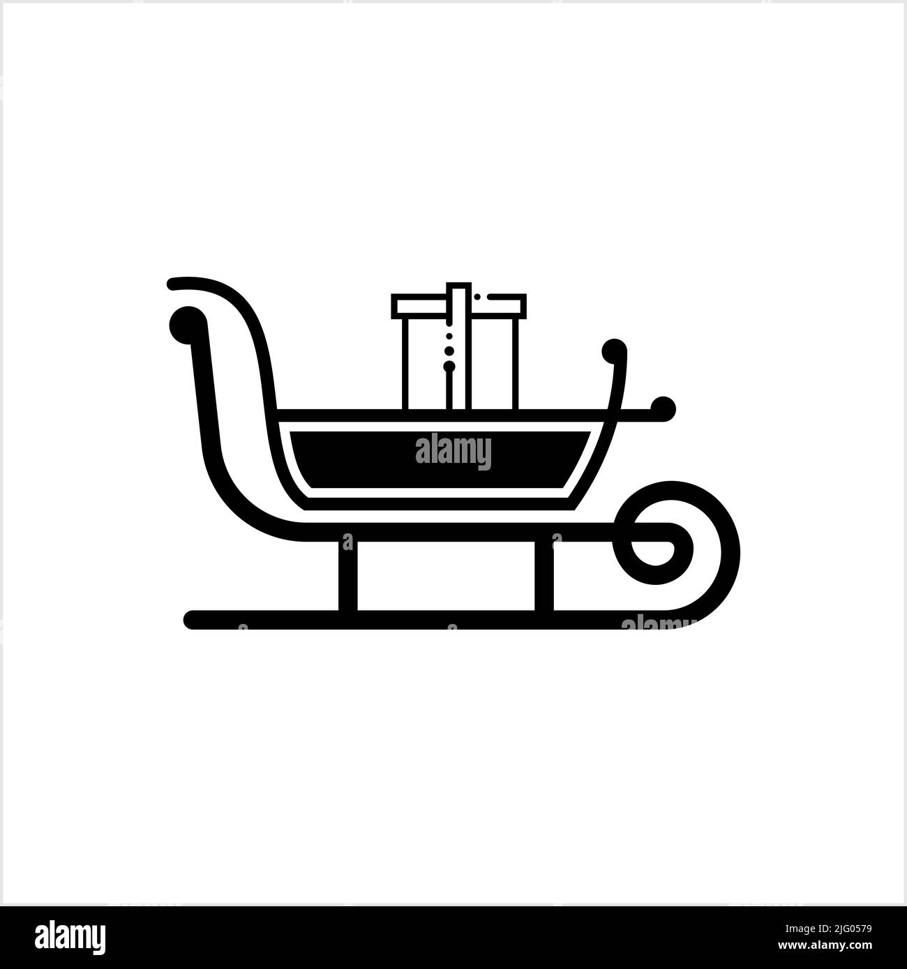 Sledge Icon, Sled, Sleigh, Sliding Vehicle For Snow Ice Vector Art ...