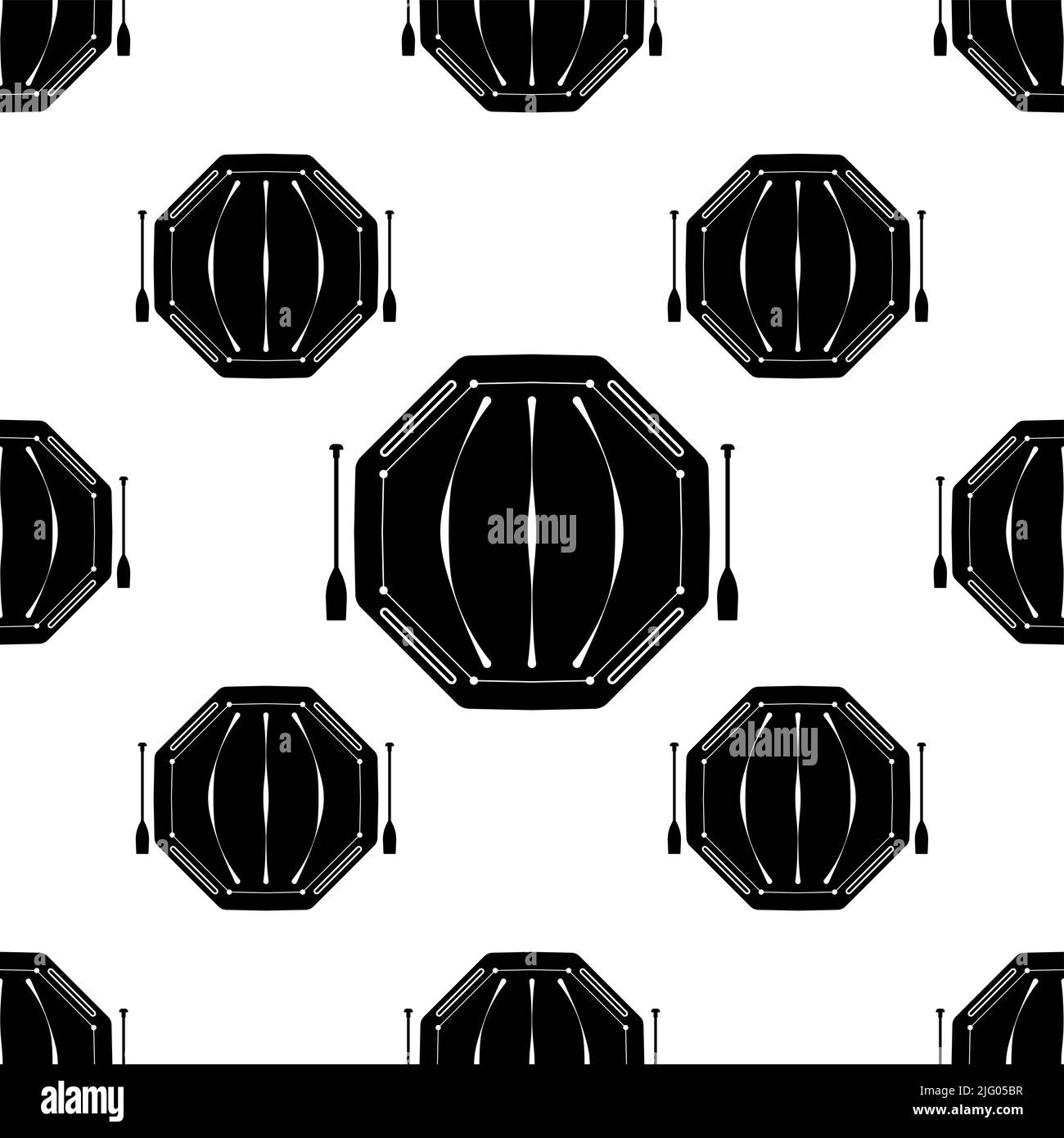 Raft Icon Seamless Pattern, Water Transportation Rubber Raft Vector Art ...