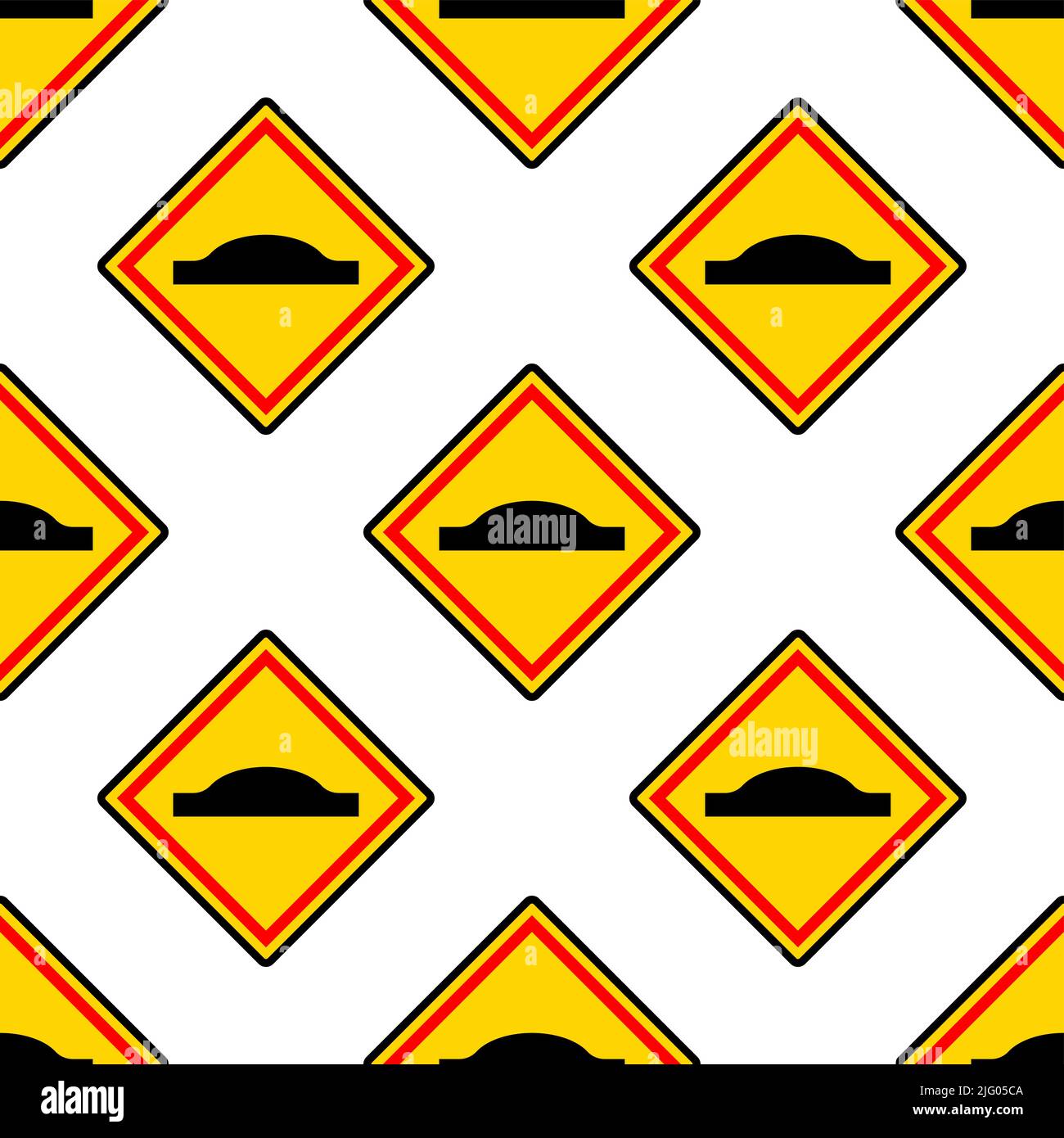 Speed Breaker Sign Seamless Pattern, Bump Ahead Warning Sign Vector Art ...