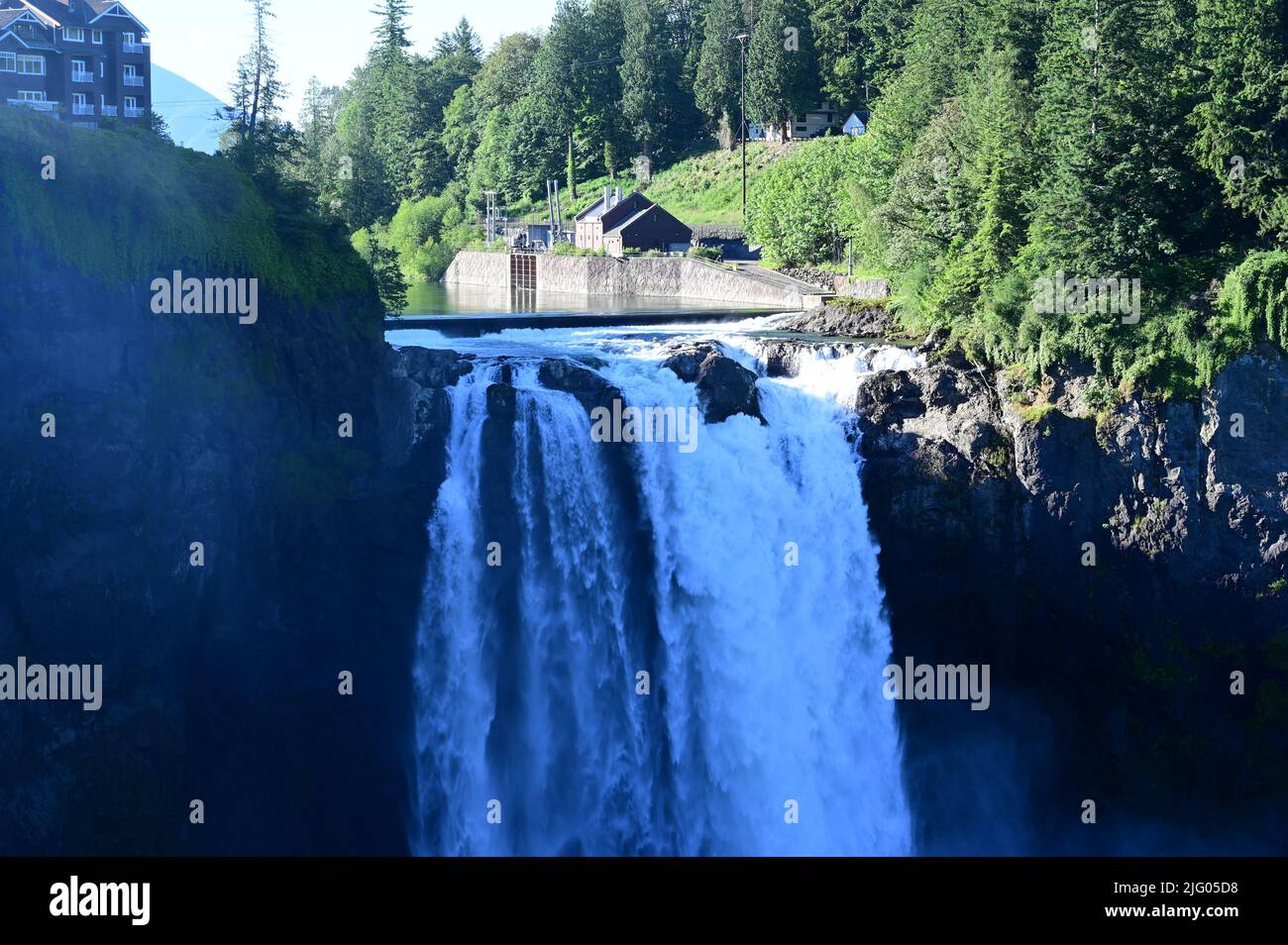 Snoqualmie Falls located East of Seattle on the Snoqualmie river Stock ...