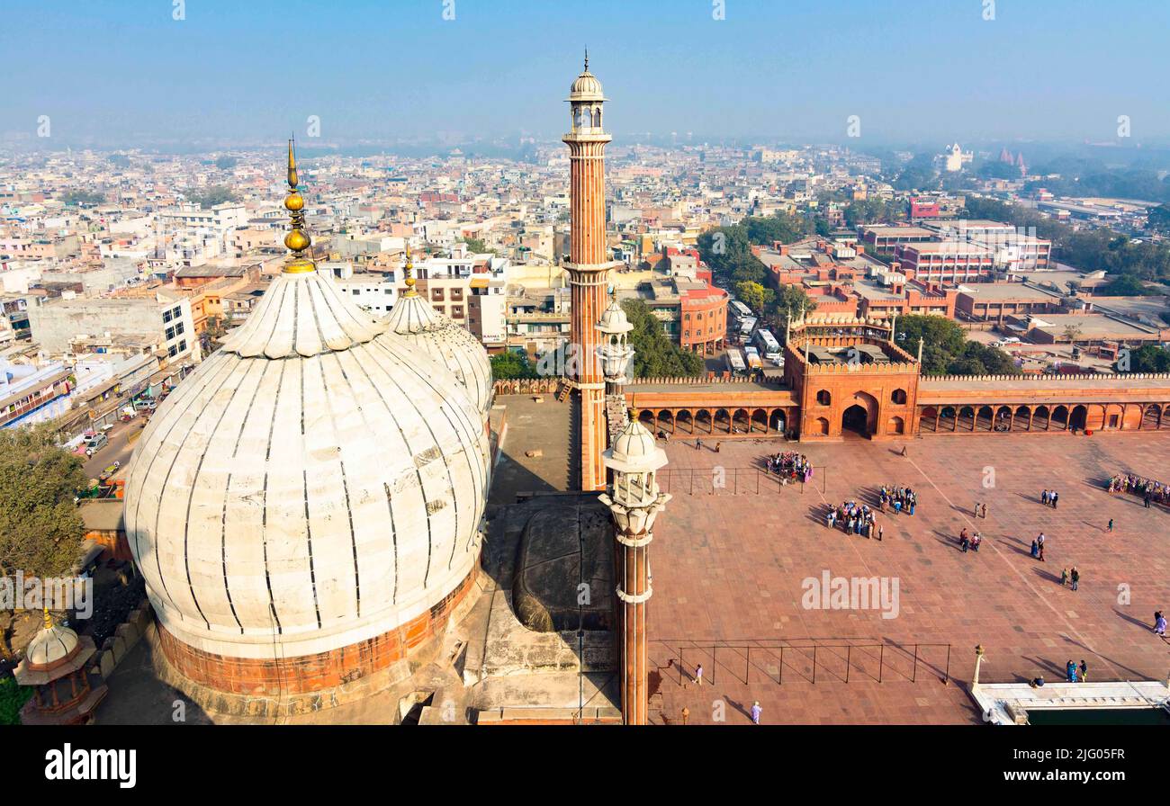 A bird's eye view of Delhi Cathedral Mosque in New Delhi, India Stock ...