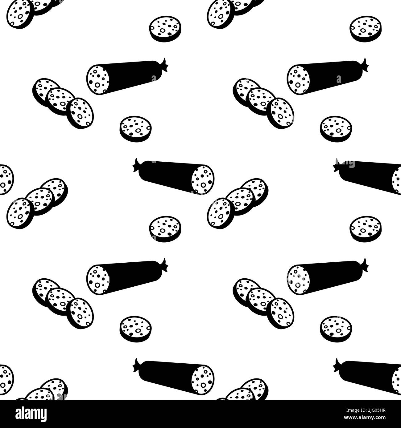 Salami Icon Seamless Pattern, Fermented And Air-Dried Meat Cured ...