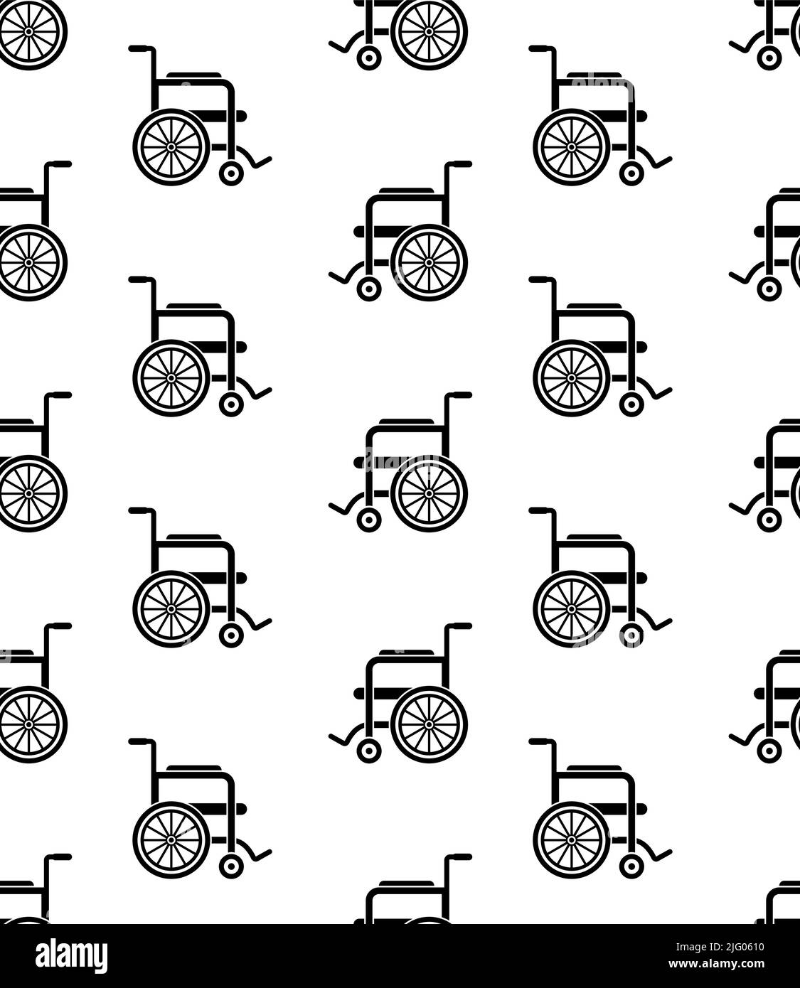 Wheelchair Icon Seamless Pattern, Disable Person Movement Helper Chair ...