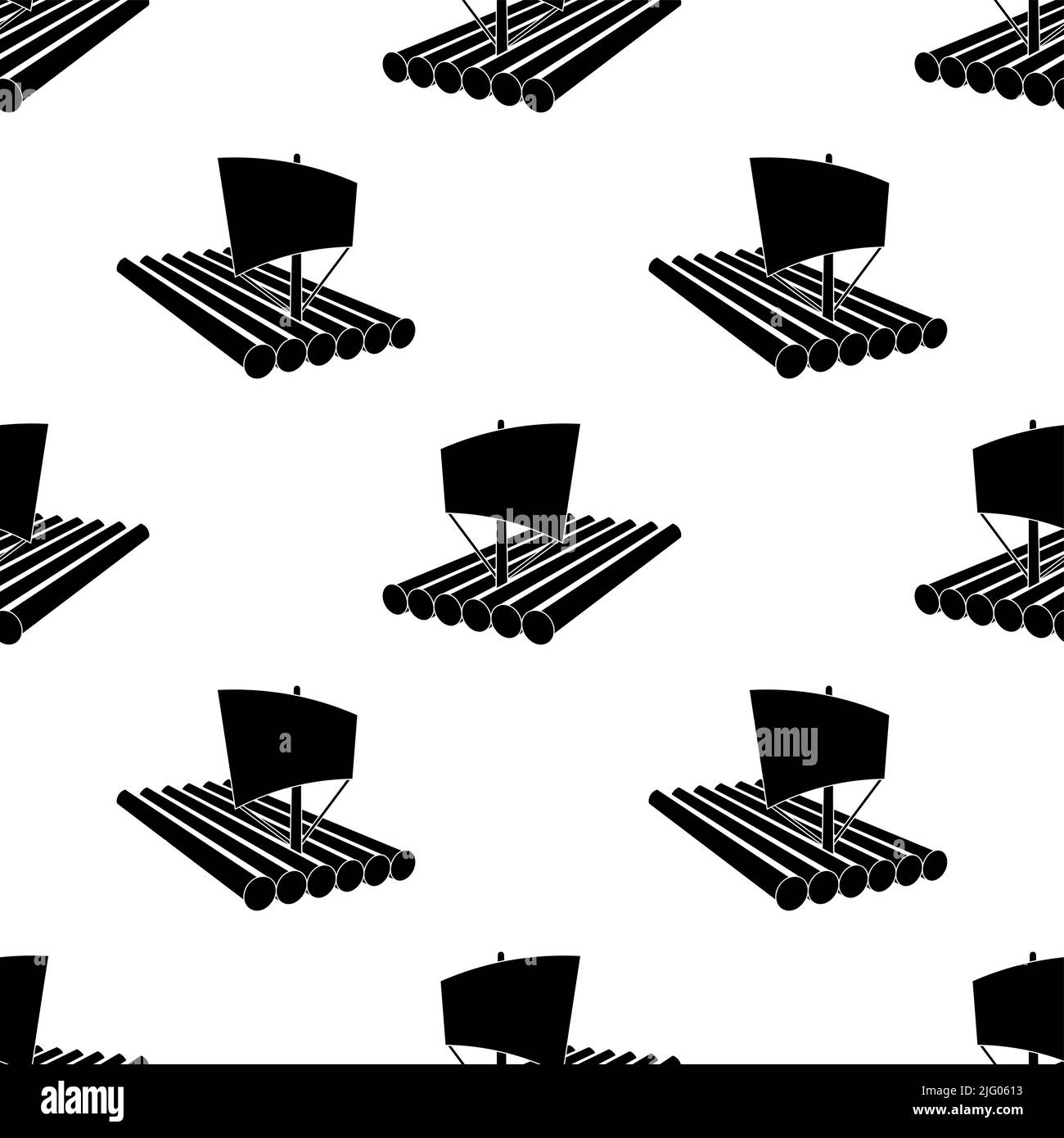 Wooden Raft Icon Seamless Pattern, Basic Water Transportation Flat ...