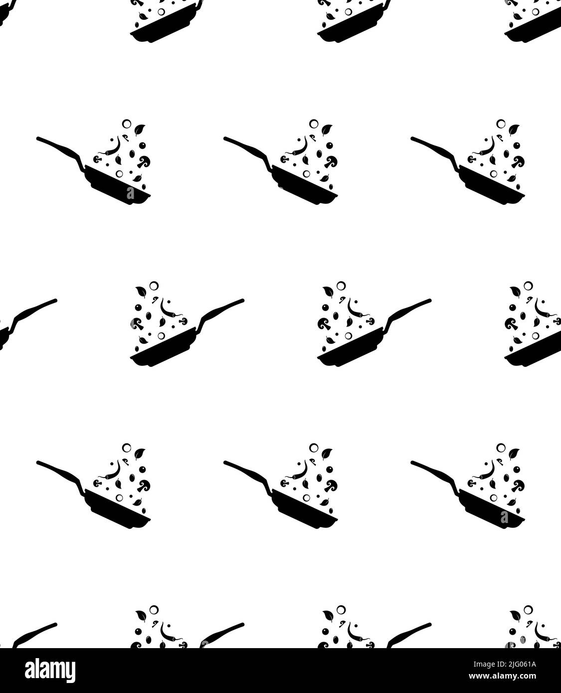 Tossing Food In Pan Icon Seamless Pattern, Tossing Turning Cooking Food ...