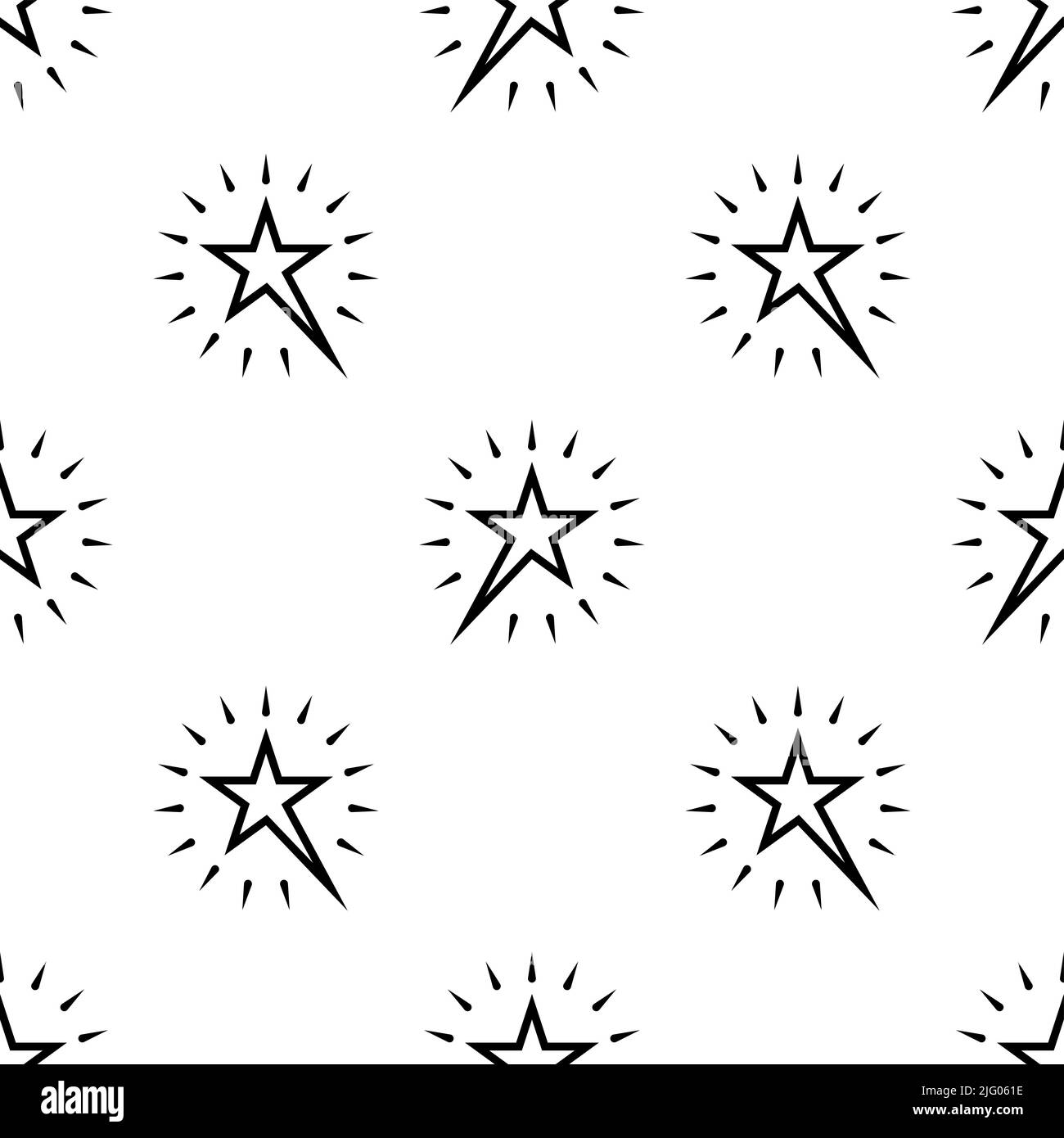 Shining Star Icon Seamless Pattern, Glowing Bright Star Shape Vector ...