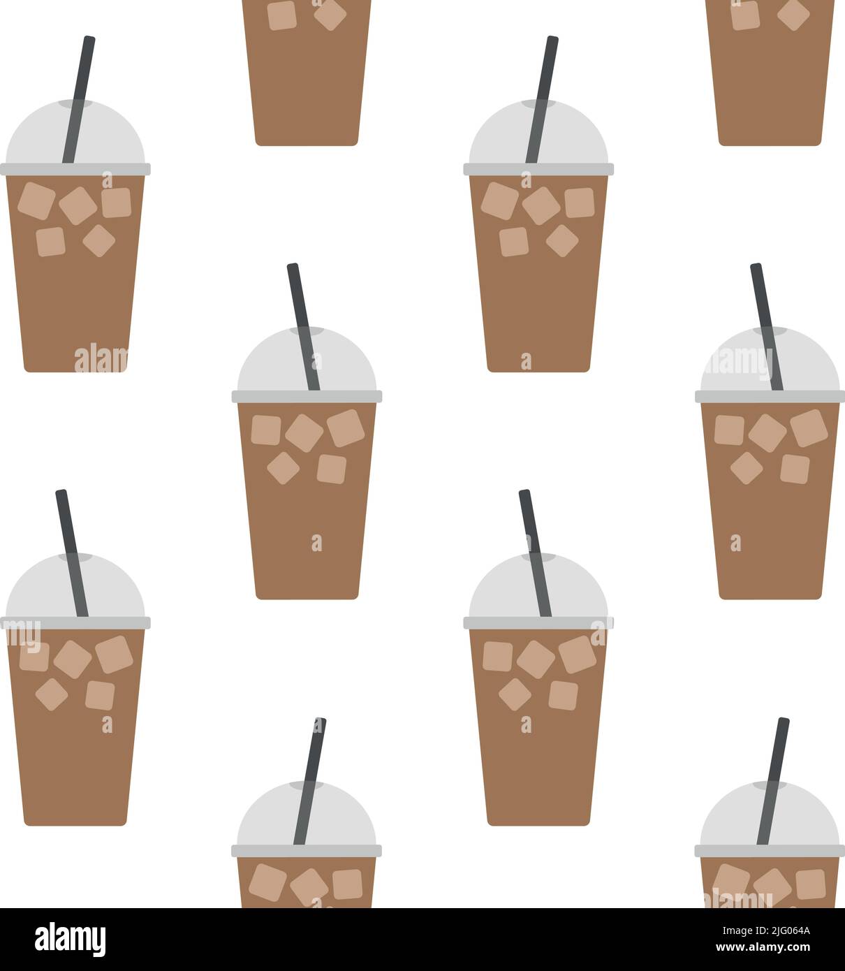 Vector seamless pattern of flat iced coffee isolated on white ...