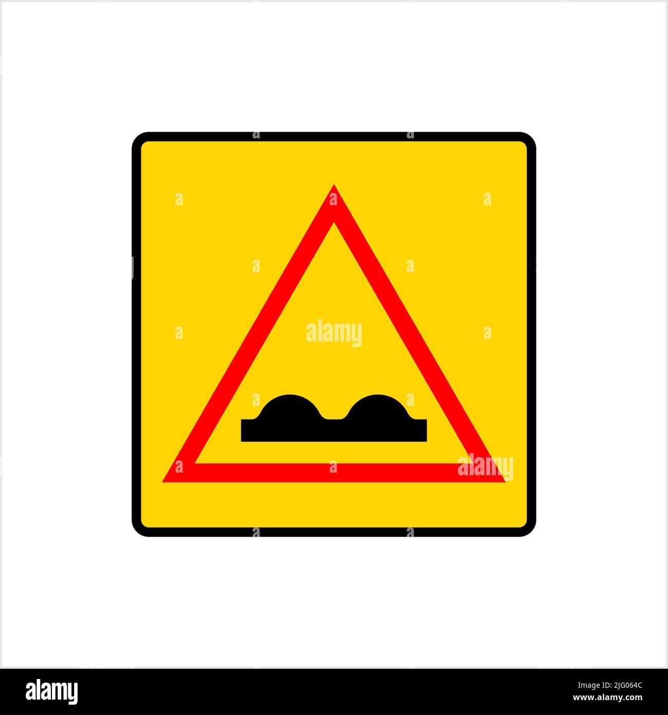Speed Breaker Sign, Bump Ahead Warning Sign Vector Art Illustration ...