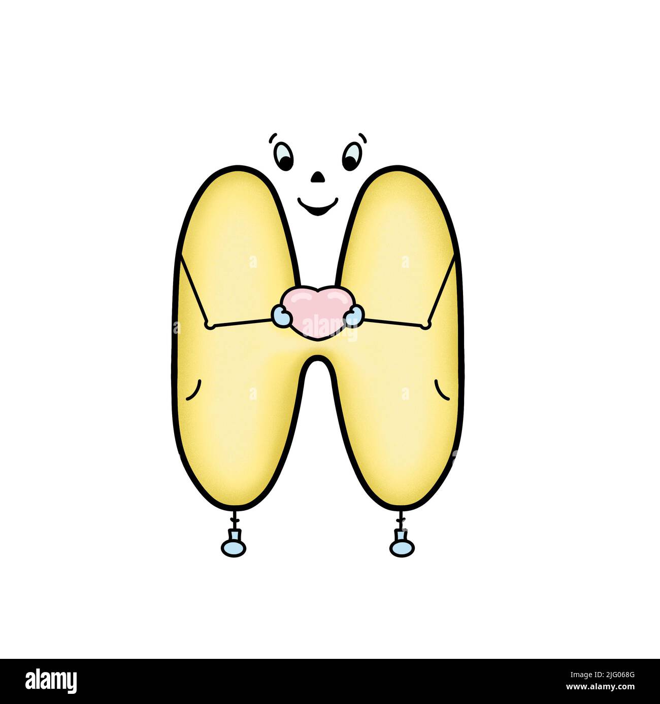Funny letter H. Heart. Children's cheerful alphabet. Cartoon cute ...