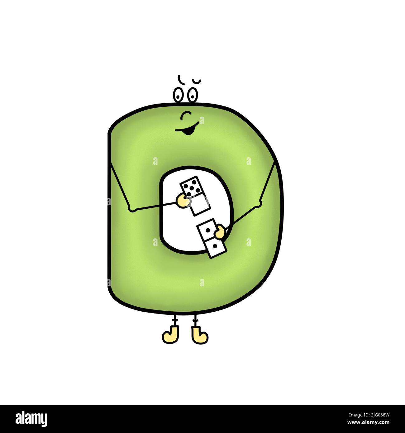 Funny letter D. Domino. Childrens cheerful alphabet. Cartoon cute ...