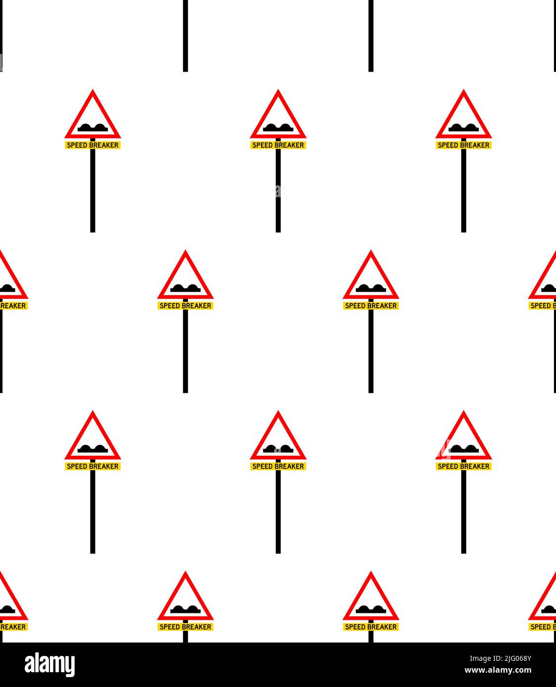 Speed Breaker Sign Seamless Pattern, Bump Ahead Warning Sign Vector Art ...