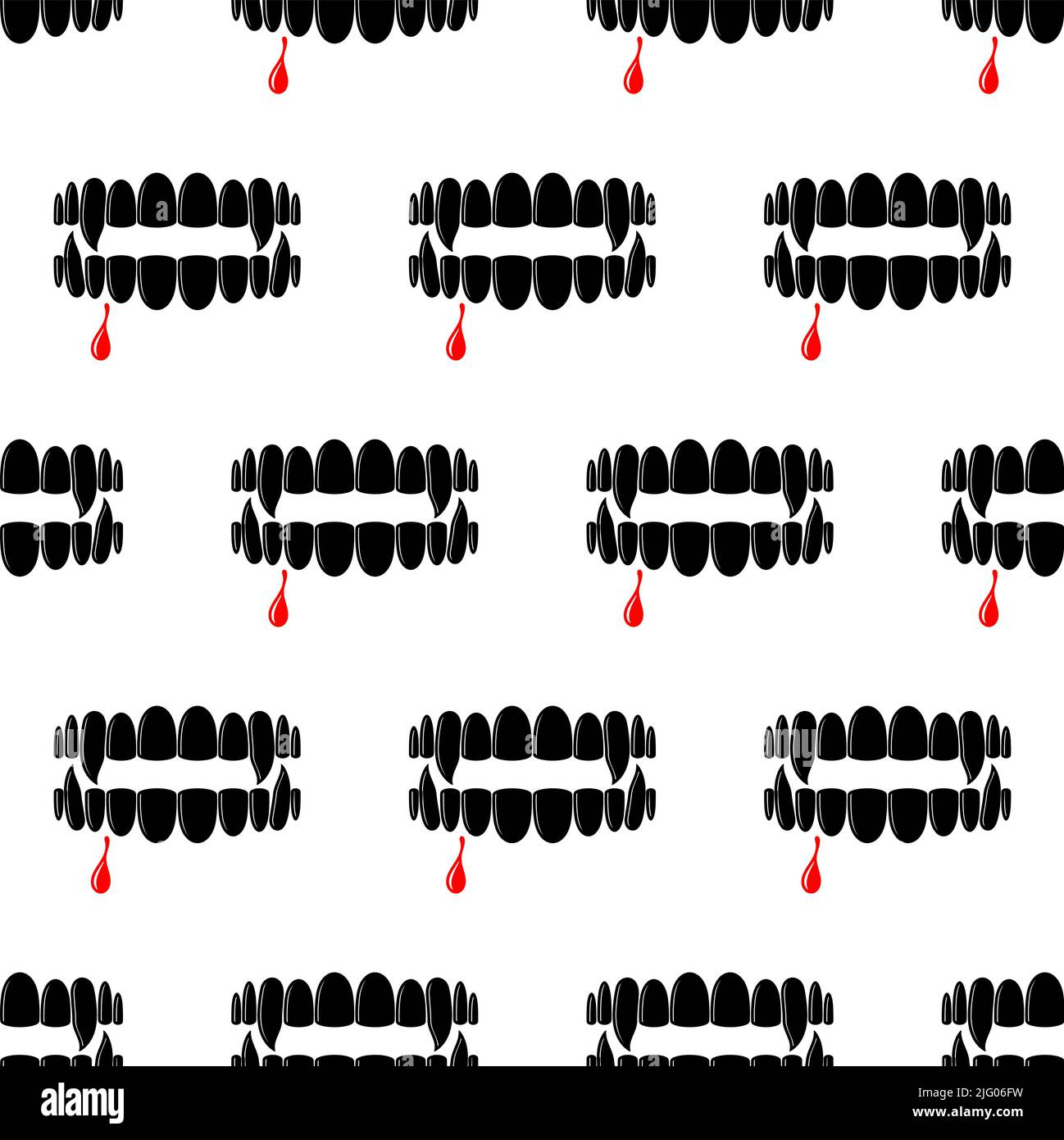 Vampire Teeth Icon Seamless Pattern, Teeth Of Folklore Creature Vector ...