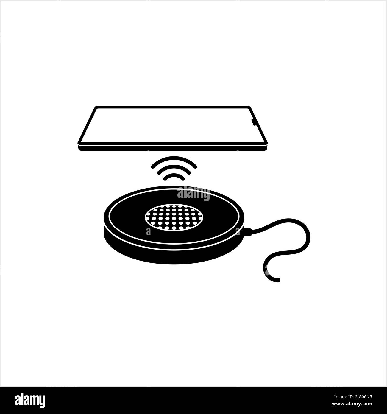 Wireless Charging Icon, Modern Cable Less Charging Vector Art ...