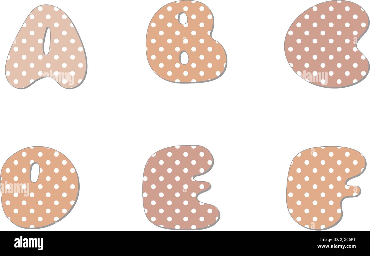 Polka dot alphabet. Pastel boho polka dots font. Hand drawn letter ...