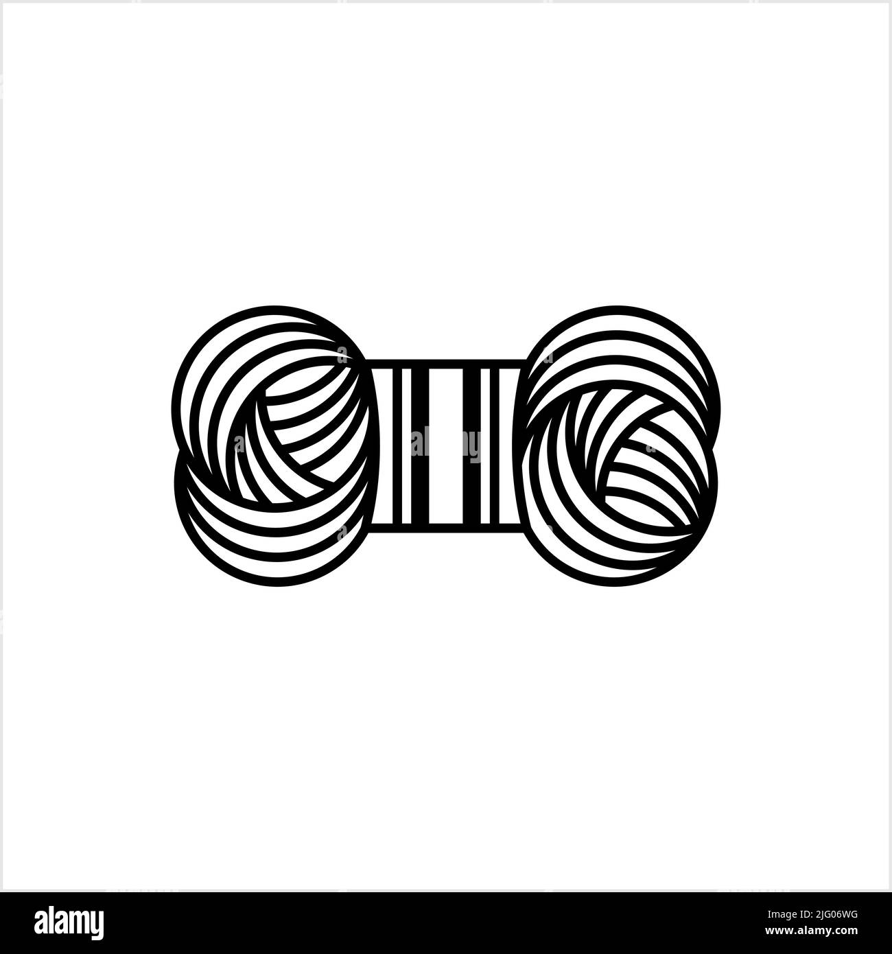 Yarn Icon, Interlocked Fibres Long Length Ball Vector Art Illustration ...