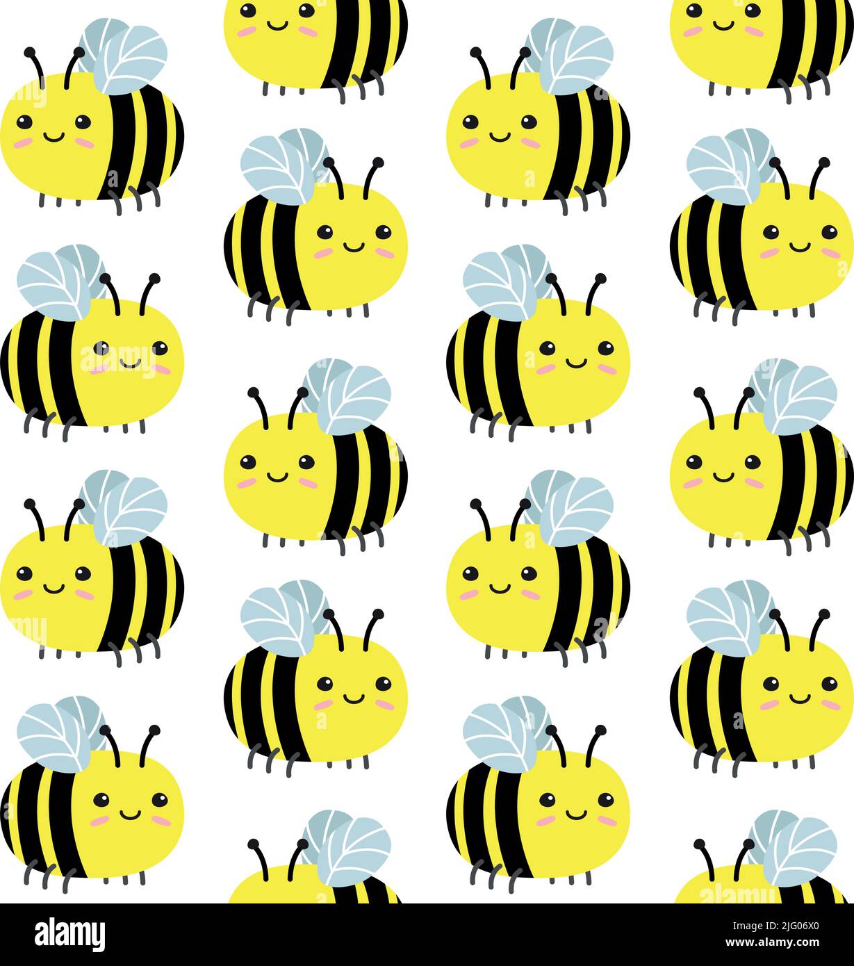 Vector seamless pattern of hand drawn flat bumblebee bee isolated on ...