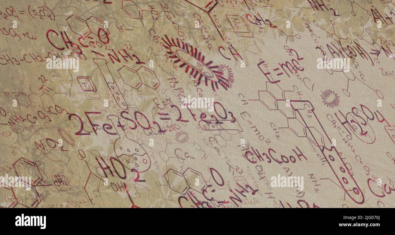 Image of chemical formulas on beige background Stock Photo - Alamy
