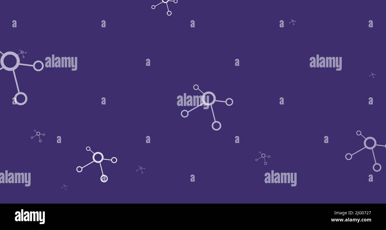 Image of chemical molecules floating on violet background Stock Photo ...