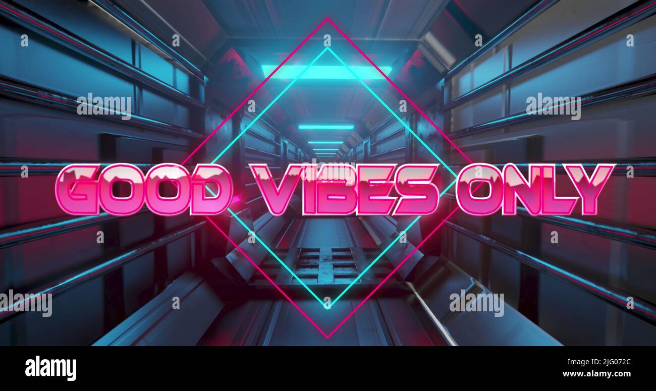 Image of good vibes only text over moving digital tunnel Stock Photo ...