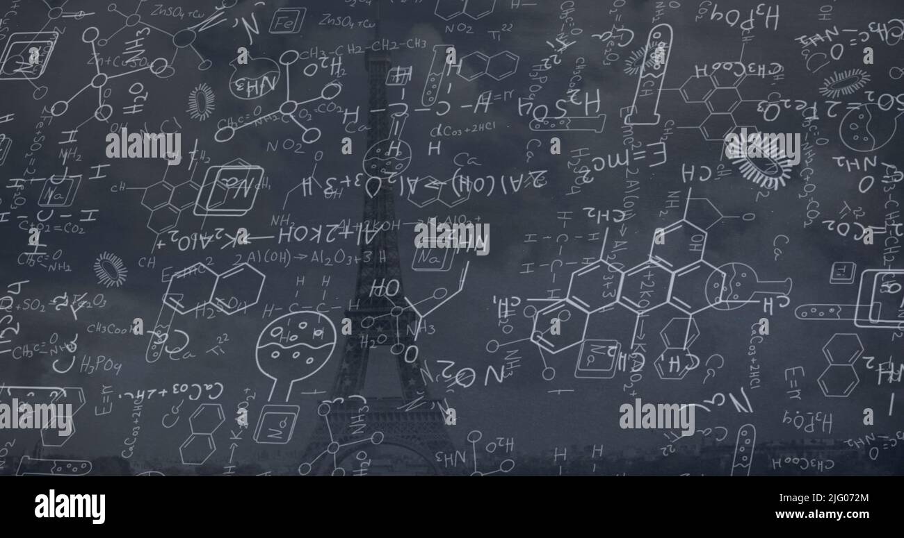 Image of chemical formulas on black background Stock Photo - Alamy