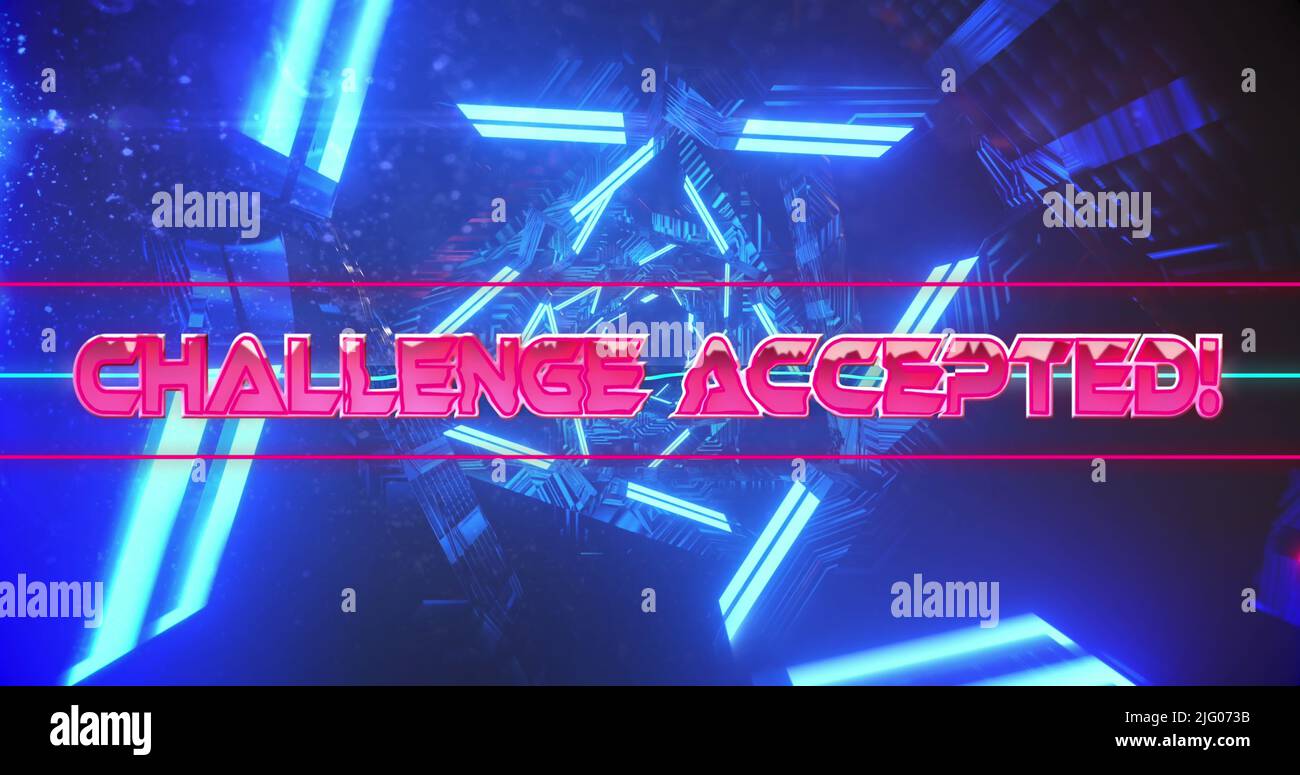 Image of challenge accept text over moving digital tunnel Stock Photo ...
