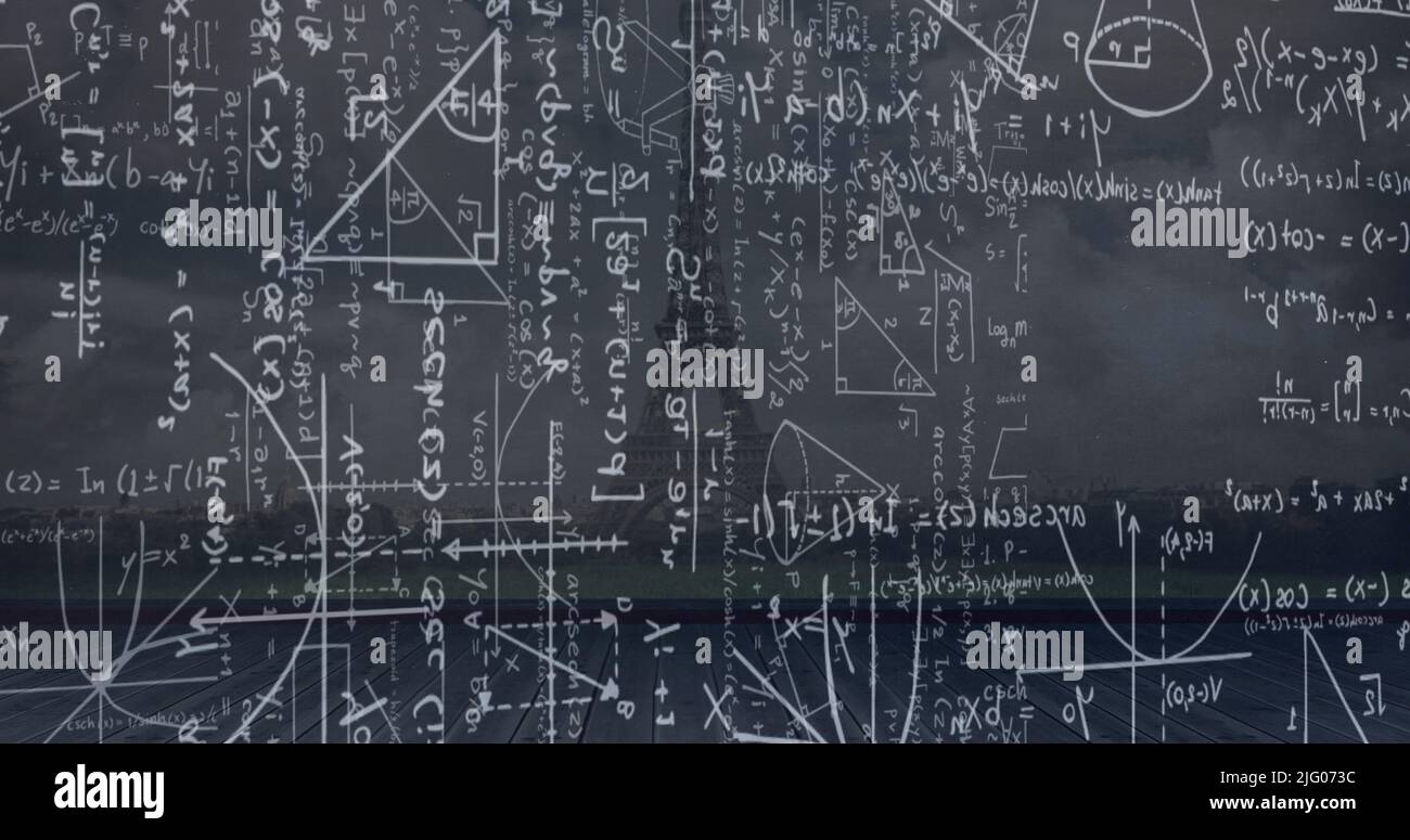 Image of mathematics formulas on black background Stock Photo - Alamy