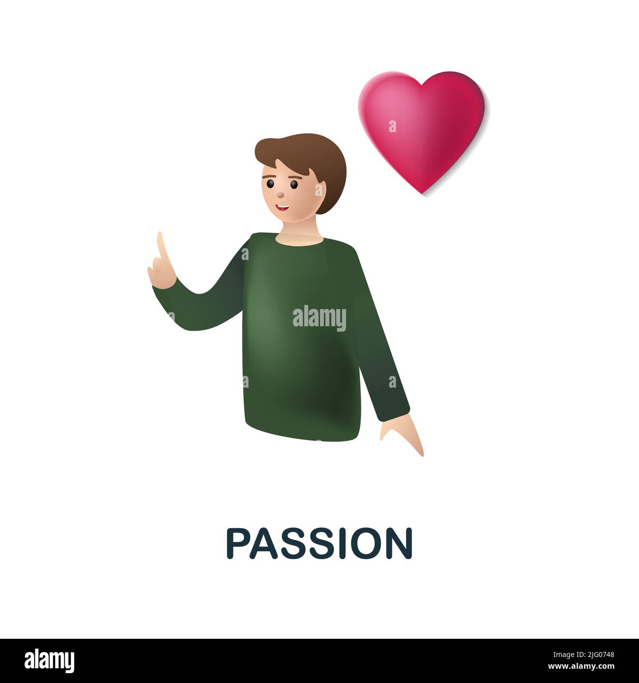 Passion icon in 3d. Colored illustration from core values collection ...
