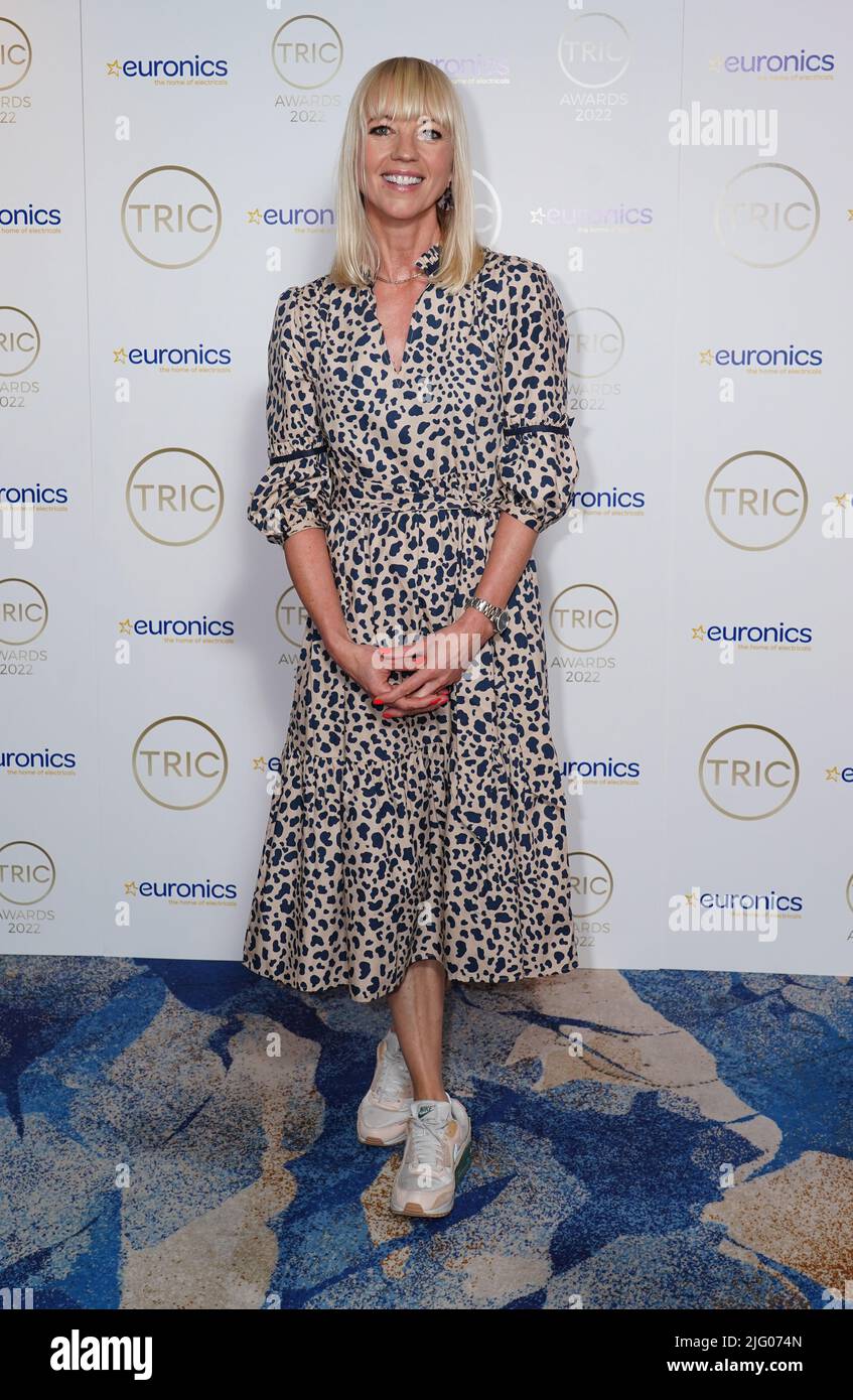 Sarah Cox arriving for the TRIC Awards 2022 at Grosvenor House, London ...