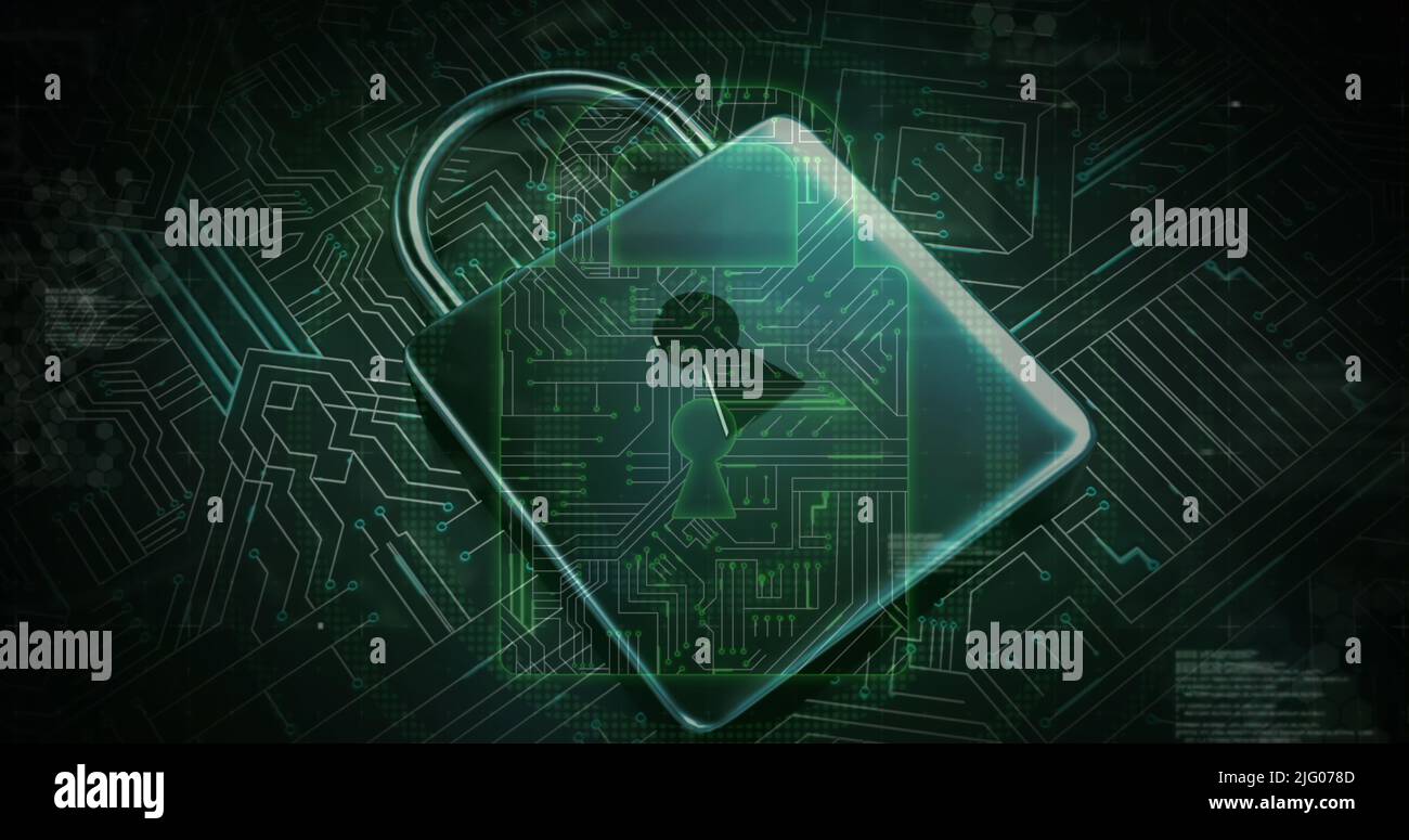 Image of processor and online security padlock Stock Photo - Alamy