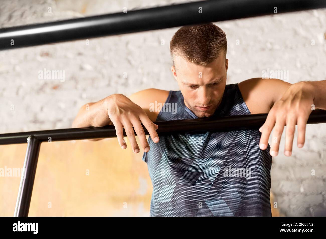 Tired workout man in hi-res stock photography and images - Alamy