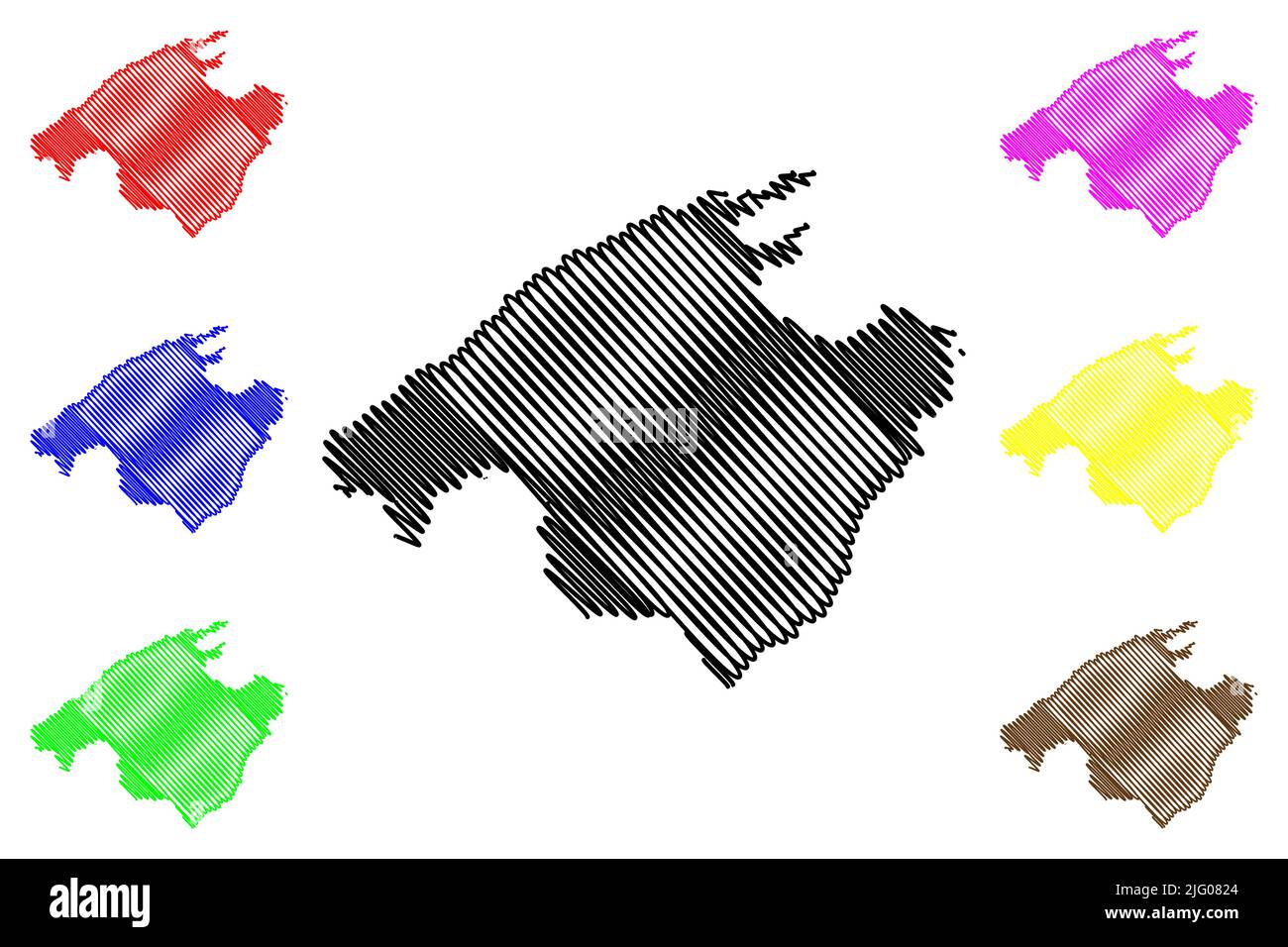 Mallorca island (Kingdom of Spain, Balearic Islands) map vector ...