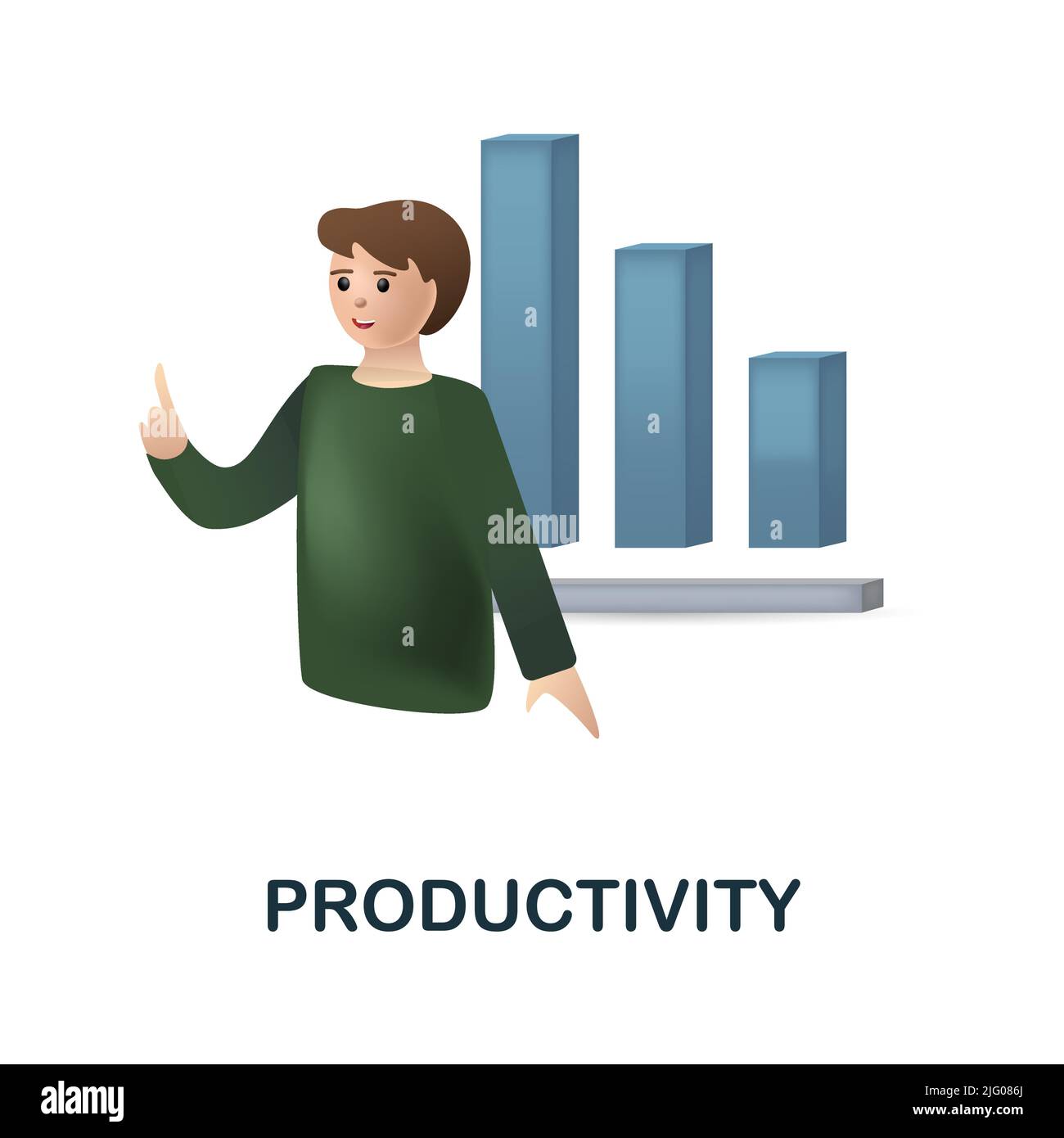Productivity icon in 3d. Colored illustration from core values ...