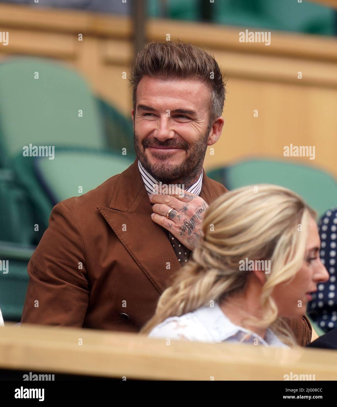 David Beckham in the royal box on day ten of the 2022 Wimbledon ...