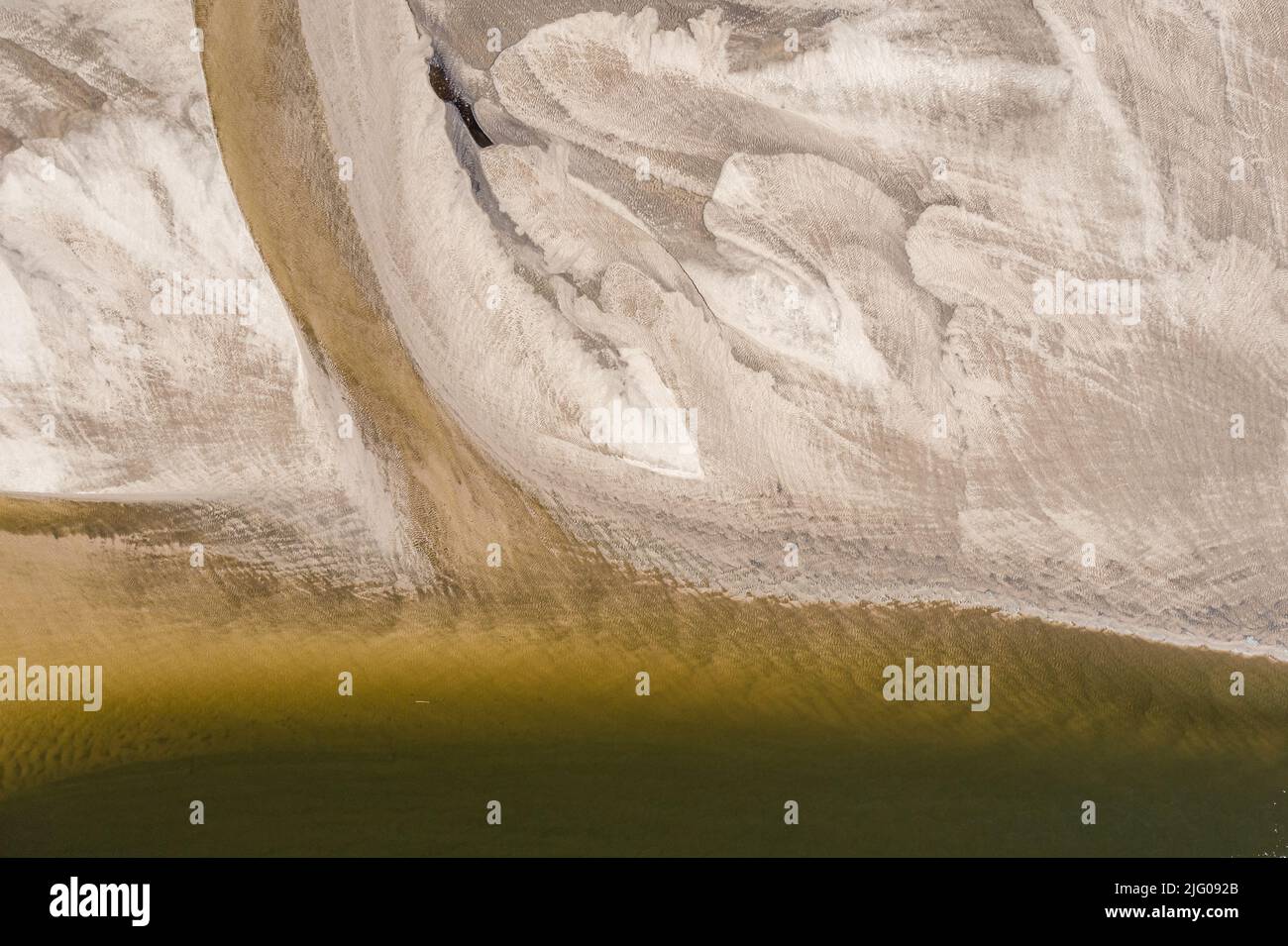 Low water level in Vistula river, effect of drought seen from the bird ...