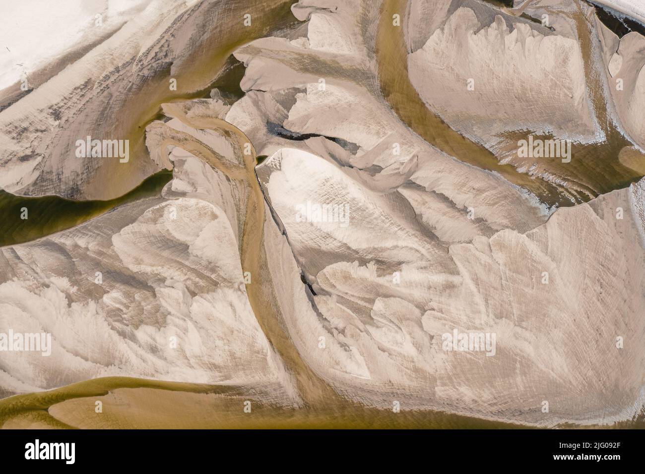 Low water level in Vistula river, effect of drought seen from the bird ...