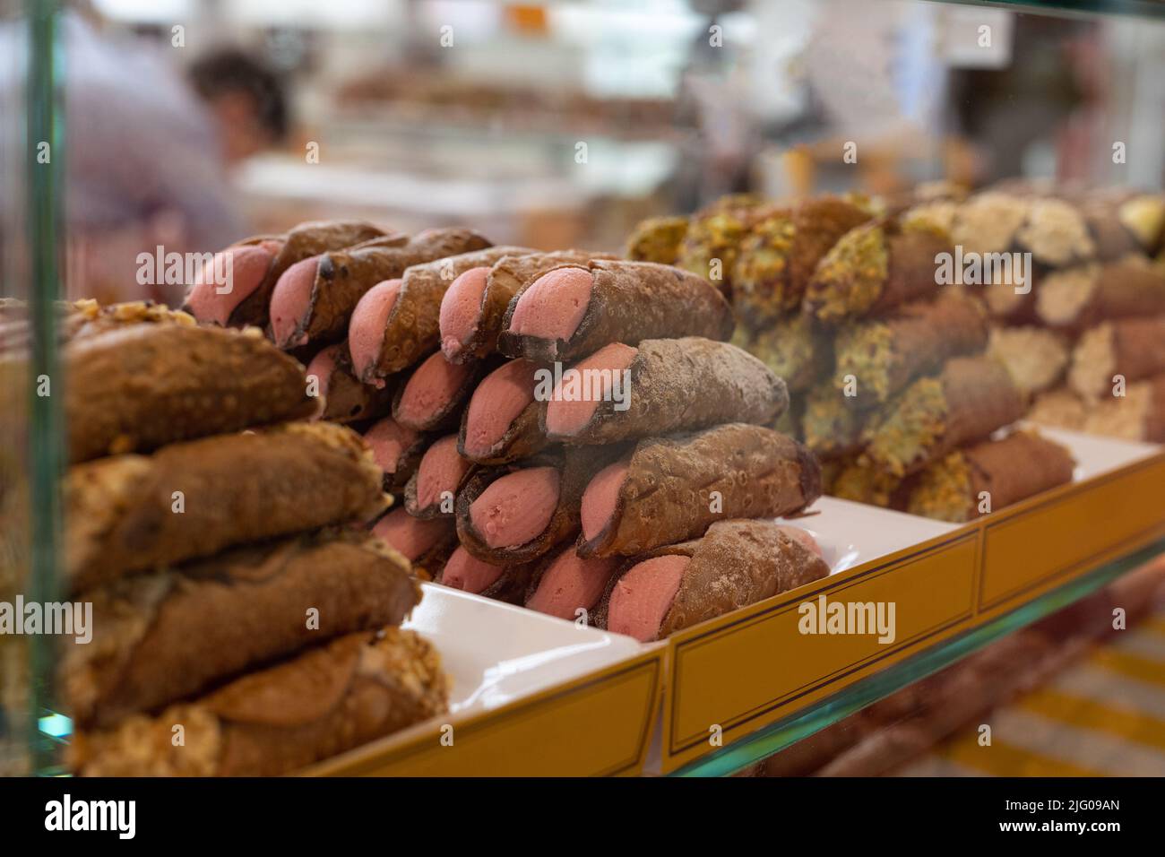 Italian Sweet Dessert, Traditional Sicilian Cannoli with Pink Cream ...