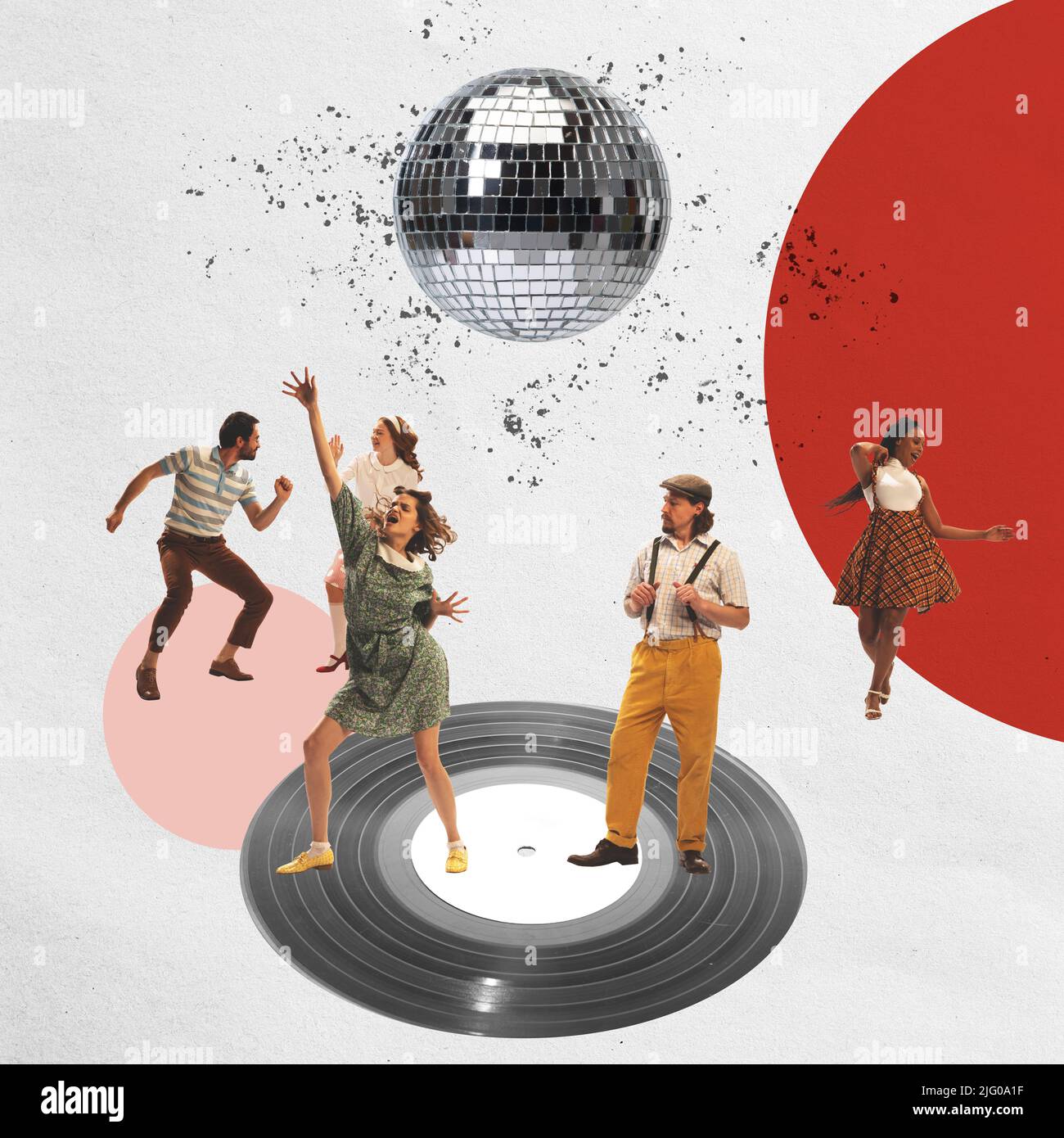 Collage people dancing in the retro style hi-res stock photography and ...