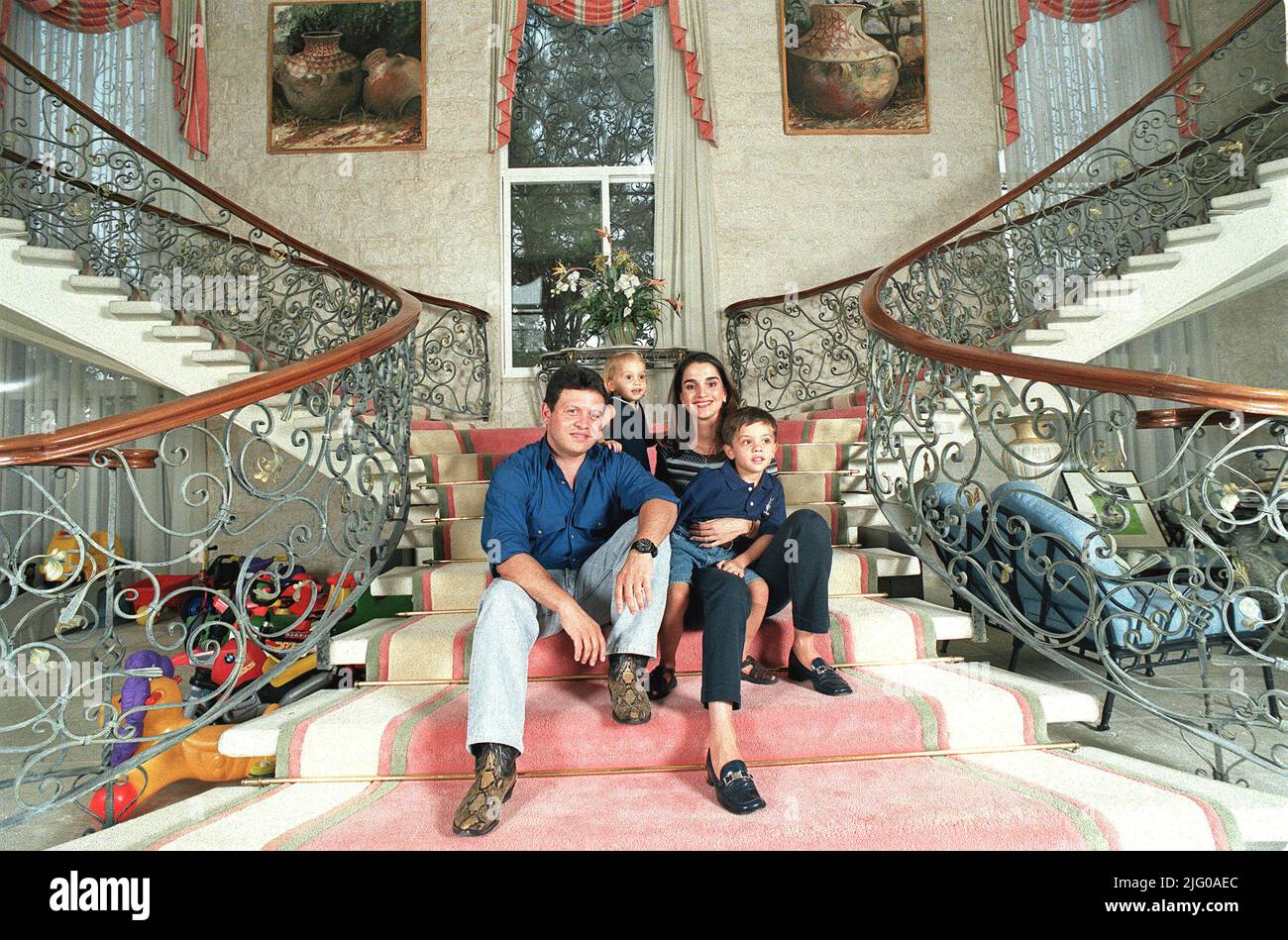 File photo - Jordan's King Abdullah II and Queen Rania, and their ...