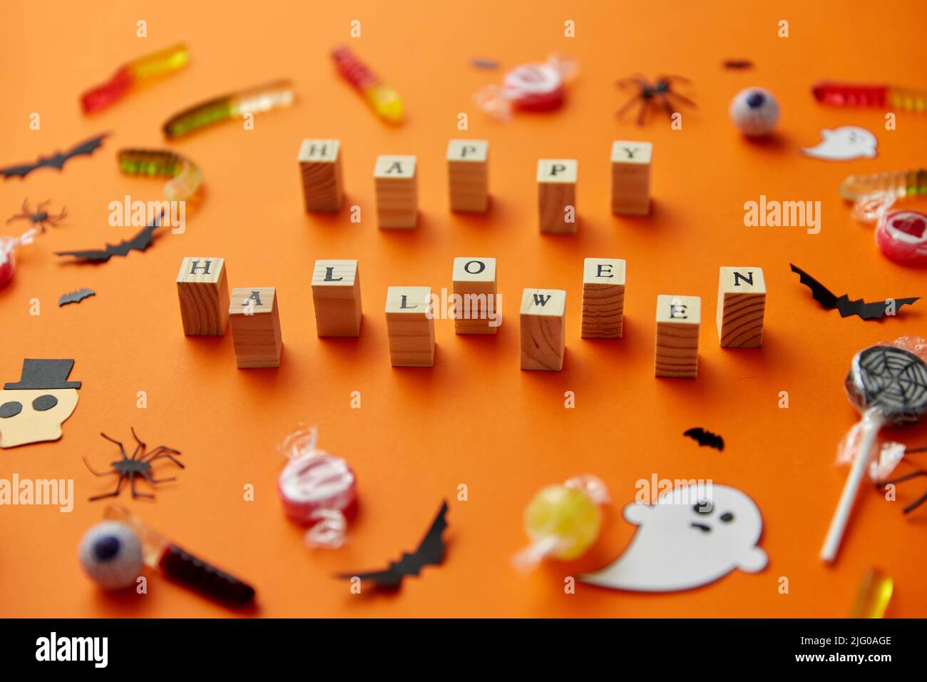 trick or treat letters and halloween sweets Stock Photo - Alamy