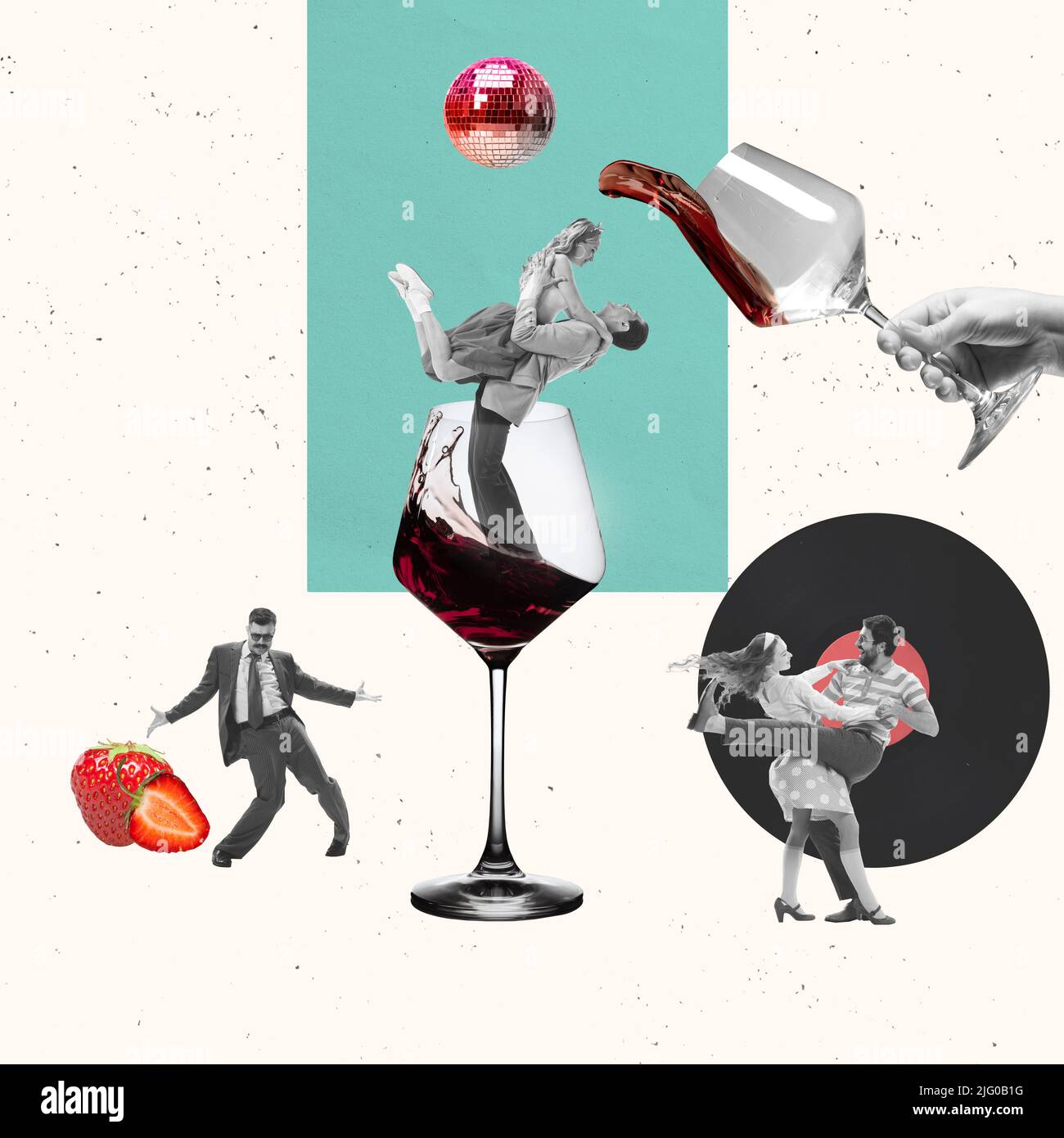 Contemporary art collage. Creative design. Stylish cheerful people ...