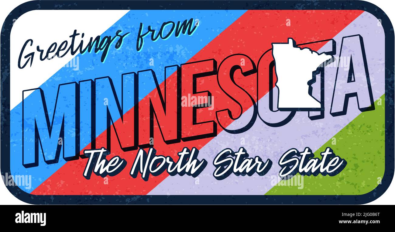 Greeting from minnesota vintage rusty metal sign vector illustration ...