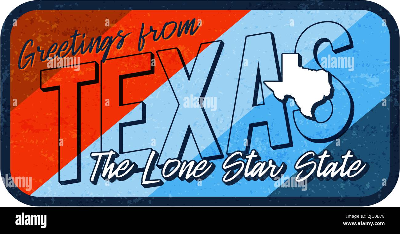 Greeting from Texas vintage rusty metal sign vector illustration ...