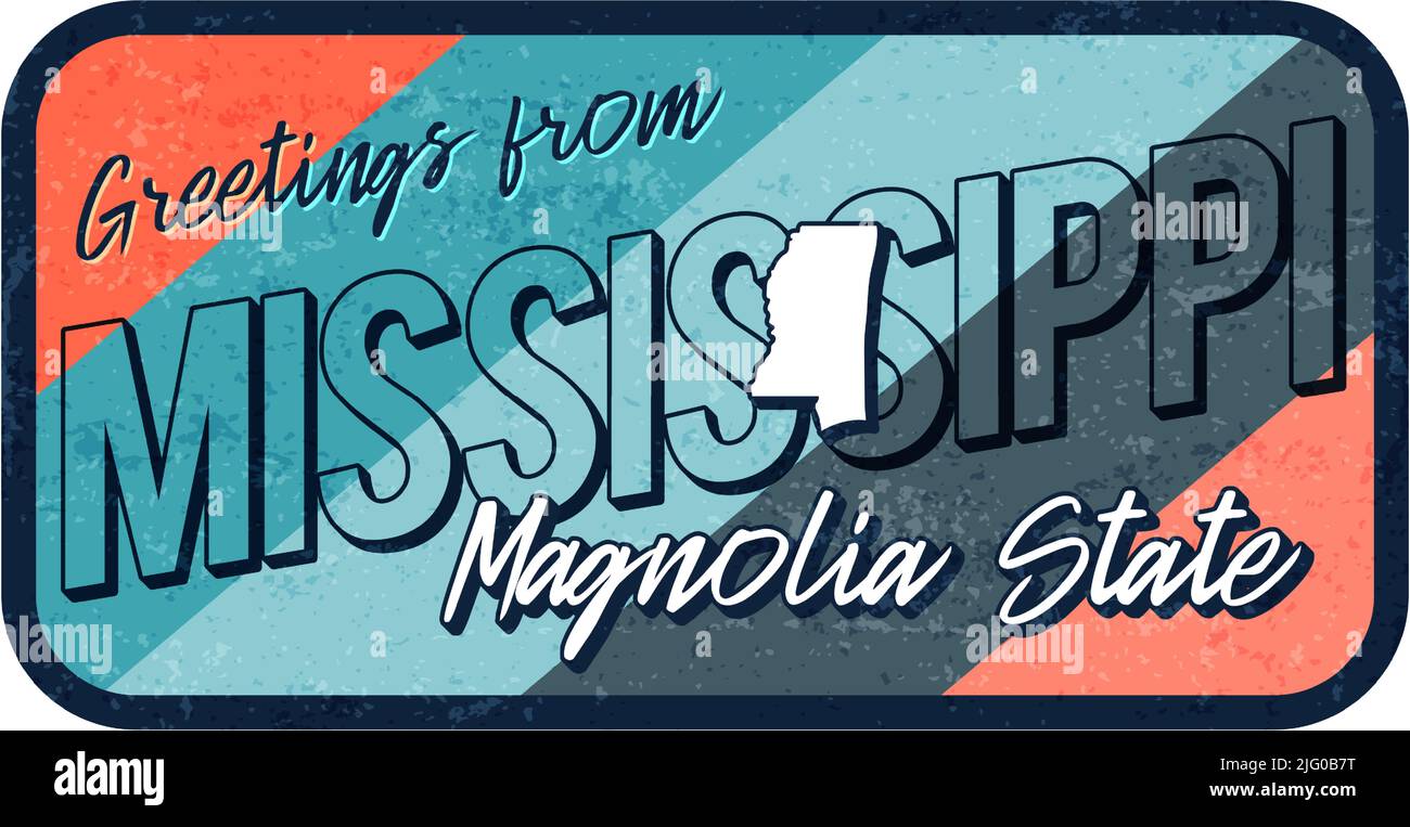 Greeting from mississippi vintage rusty metal sign vector illustration ...