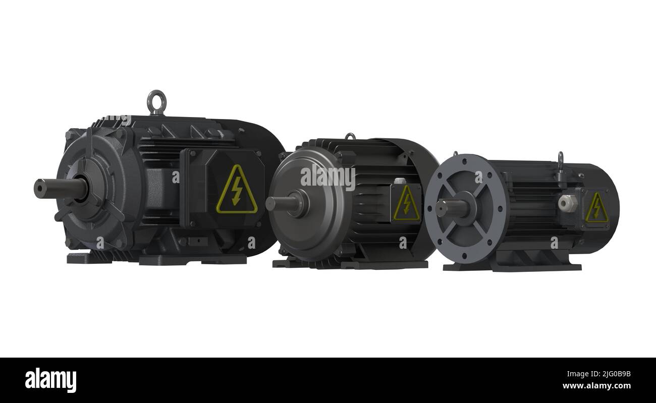 Electric motor presentation 3D illustration, isolated on white ...