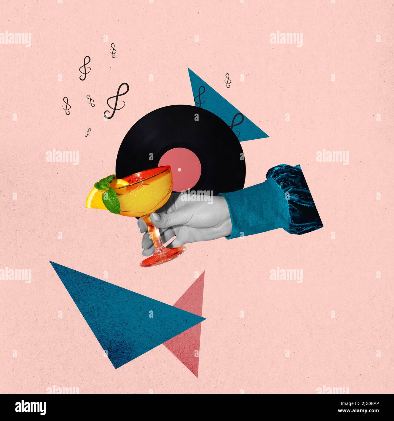 Contemporary art collage. Creative design with delicious alcoholic ...