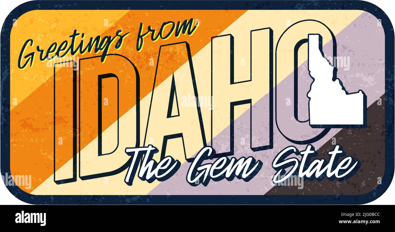 Greeting from Idaho vintage rusty metal sign vector illustration ...